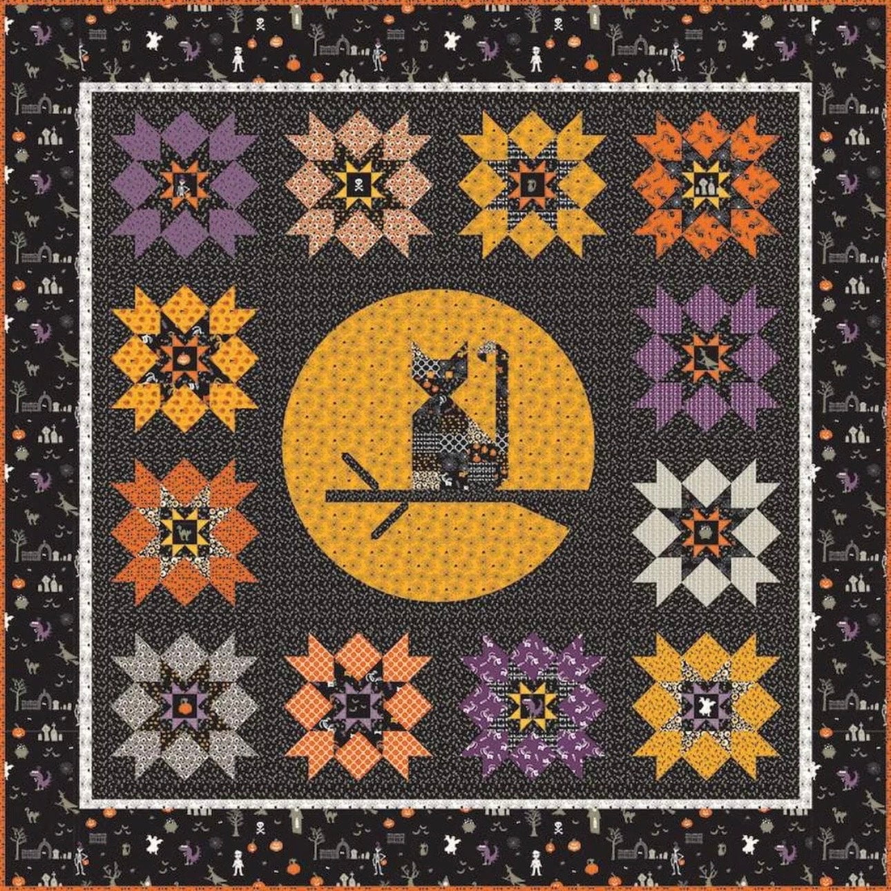 Riley Blake Meowing at the Moon Quilt Kit Featuring Sandy Gervais ...