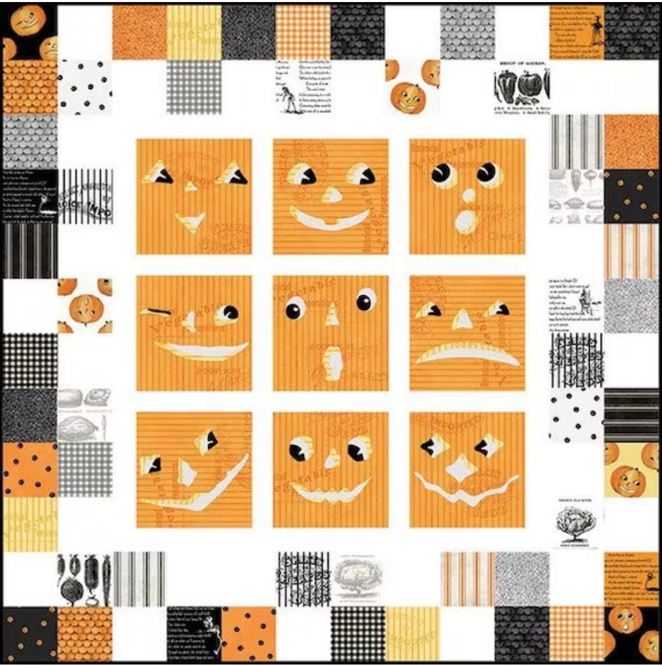 Riley Blake Patch Jacks Quilt Kit Featuring J Wecker Frisch Pumpkin ...