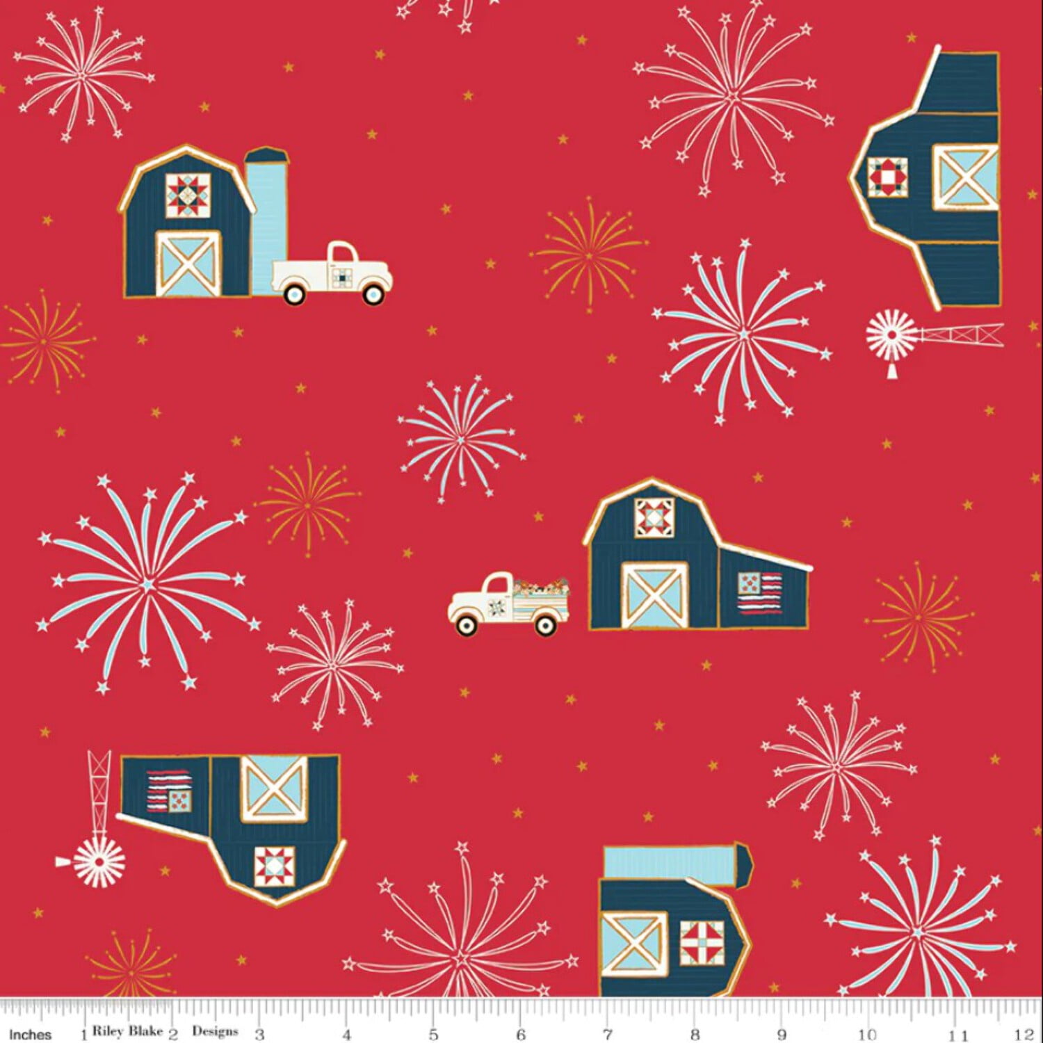 Riley Blake Red White and True Blue Collection Sparkle Glitter By the ...