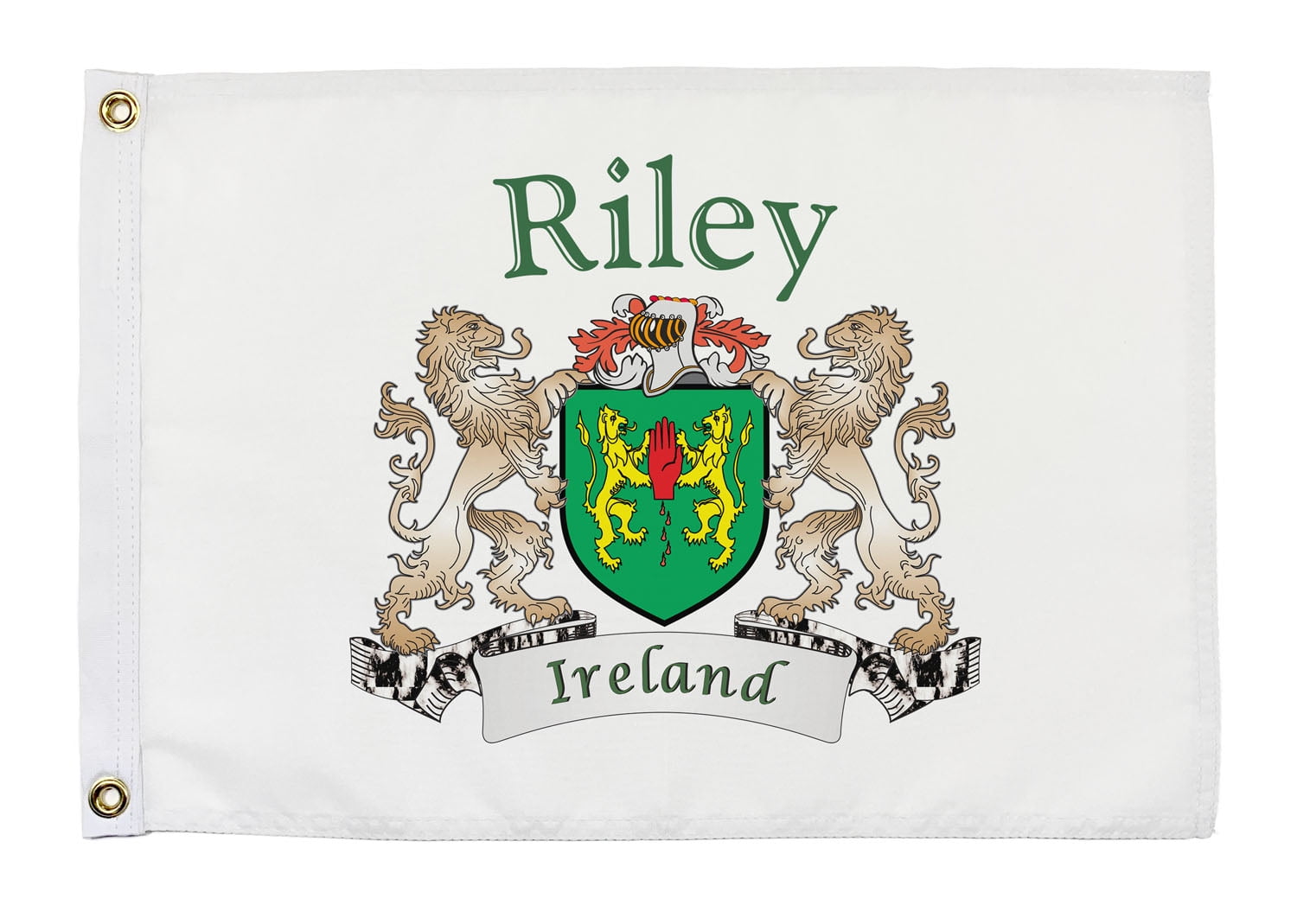 Riley Irish Coat of Arms Small White Flag - 16"x10.5" inches - Walmart.com