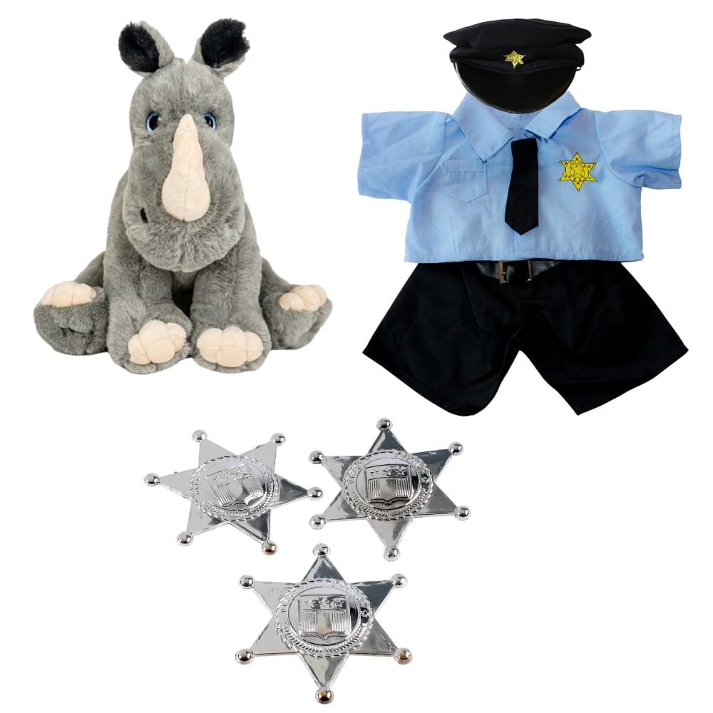 Riley the Rhino (Eco) 16-Inch Stuffed Animal with Policeman Outfit and ...