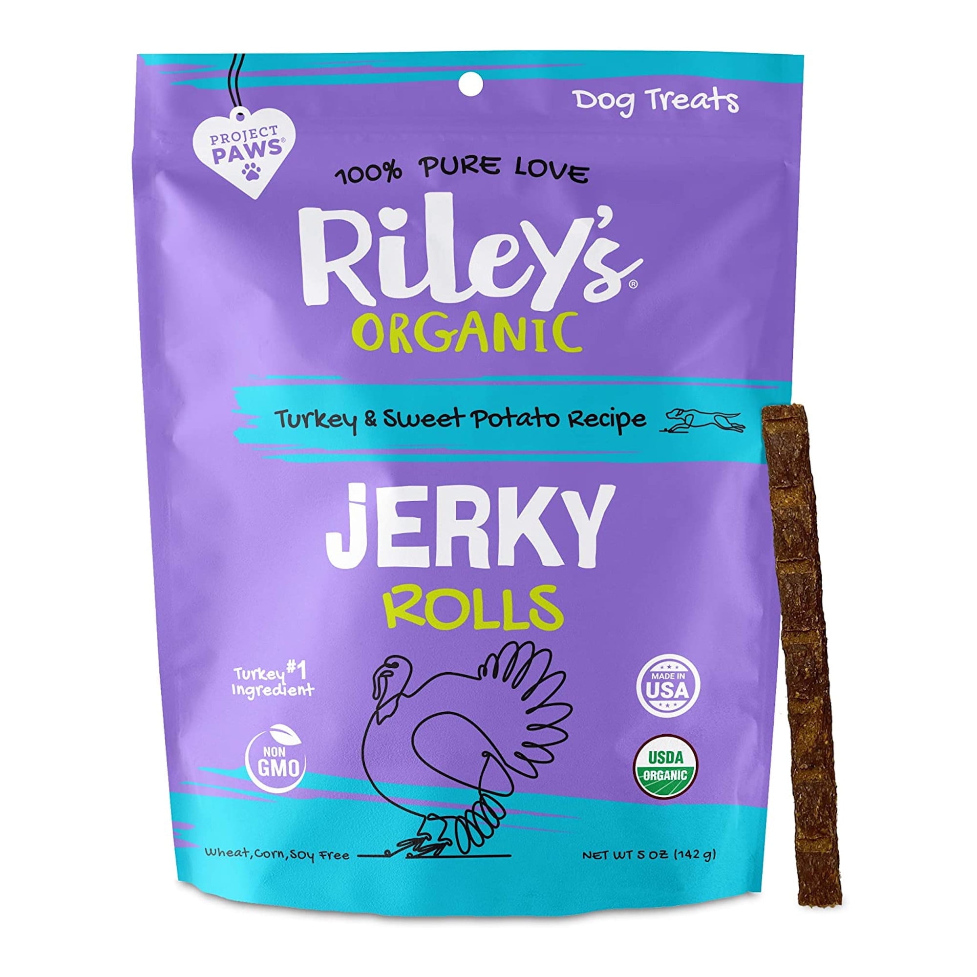 Riley's Jerky Rolls Turkey & Sweet Potato Dog Treats, 5-oz pouch ...