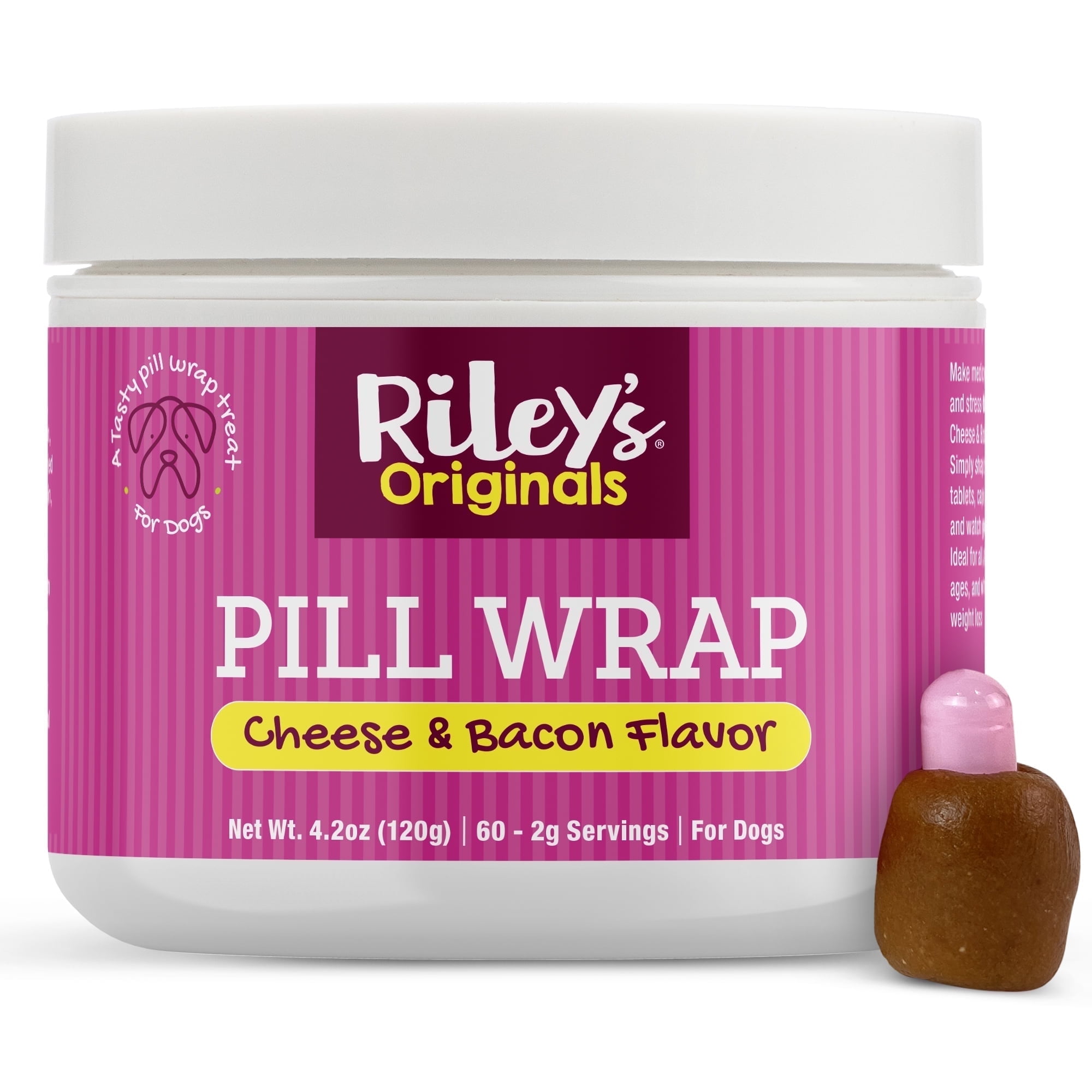 Riley's Pill Wrap for Dogs - Cheese & Bacon Flavored Medicine Pet ...