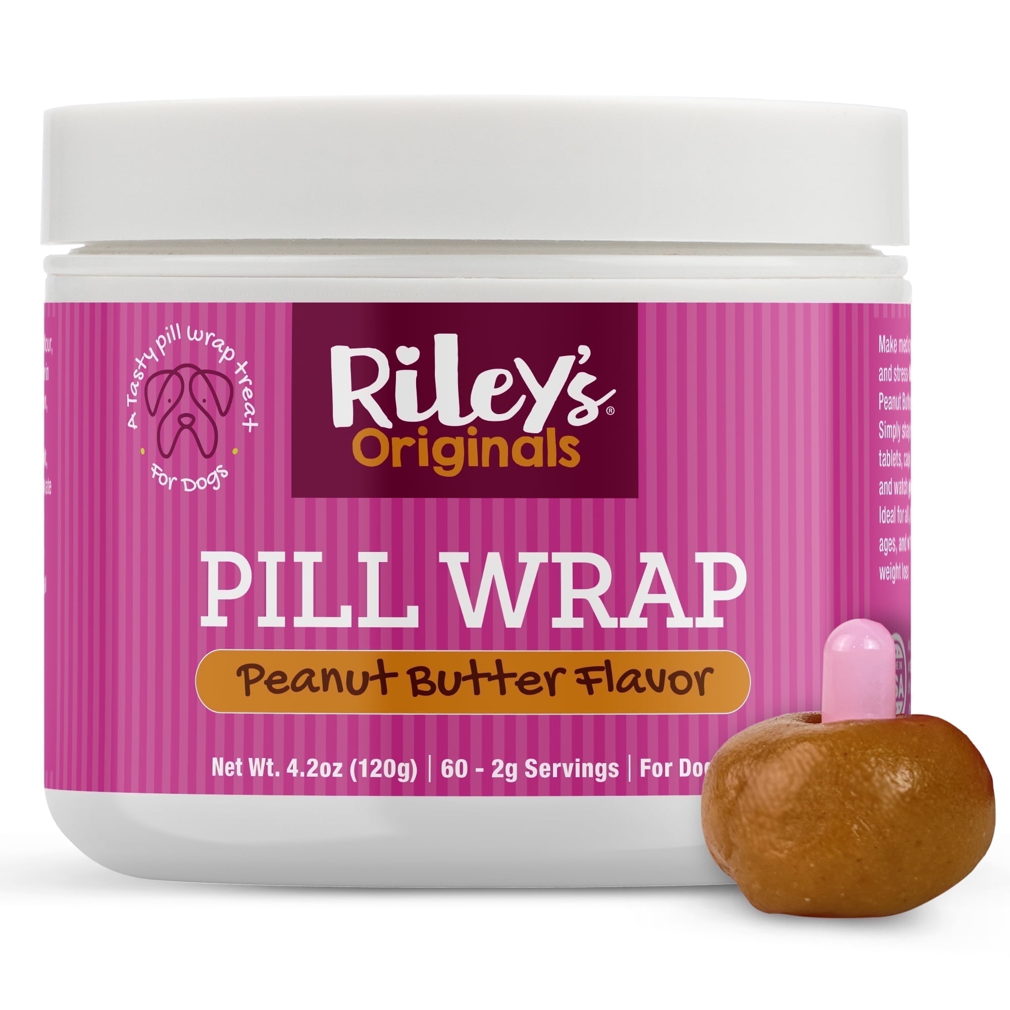 Riley's Peanut Butter Pill Wrap for Dogs, 4.2 oz, Mask Pills, Capsules ...