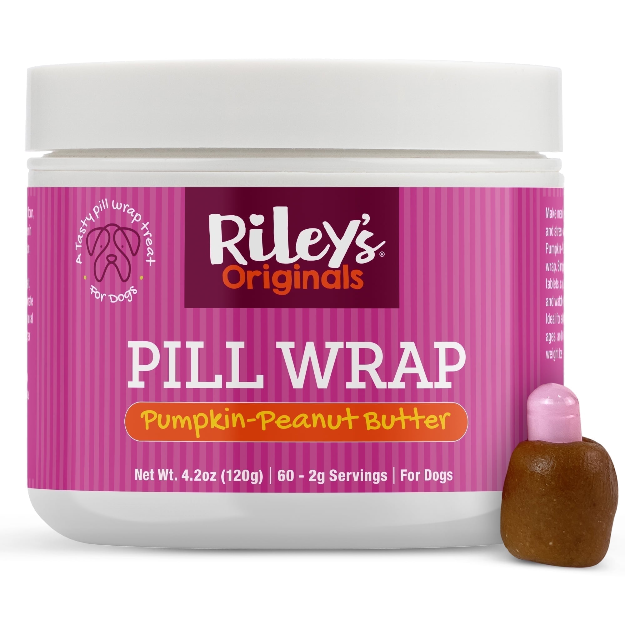 Riley's Pill Wrap for Dogs - Delicious Pumpkin & Peanut Butter Flavored ...