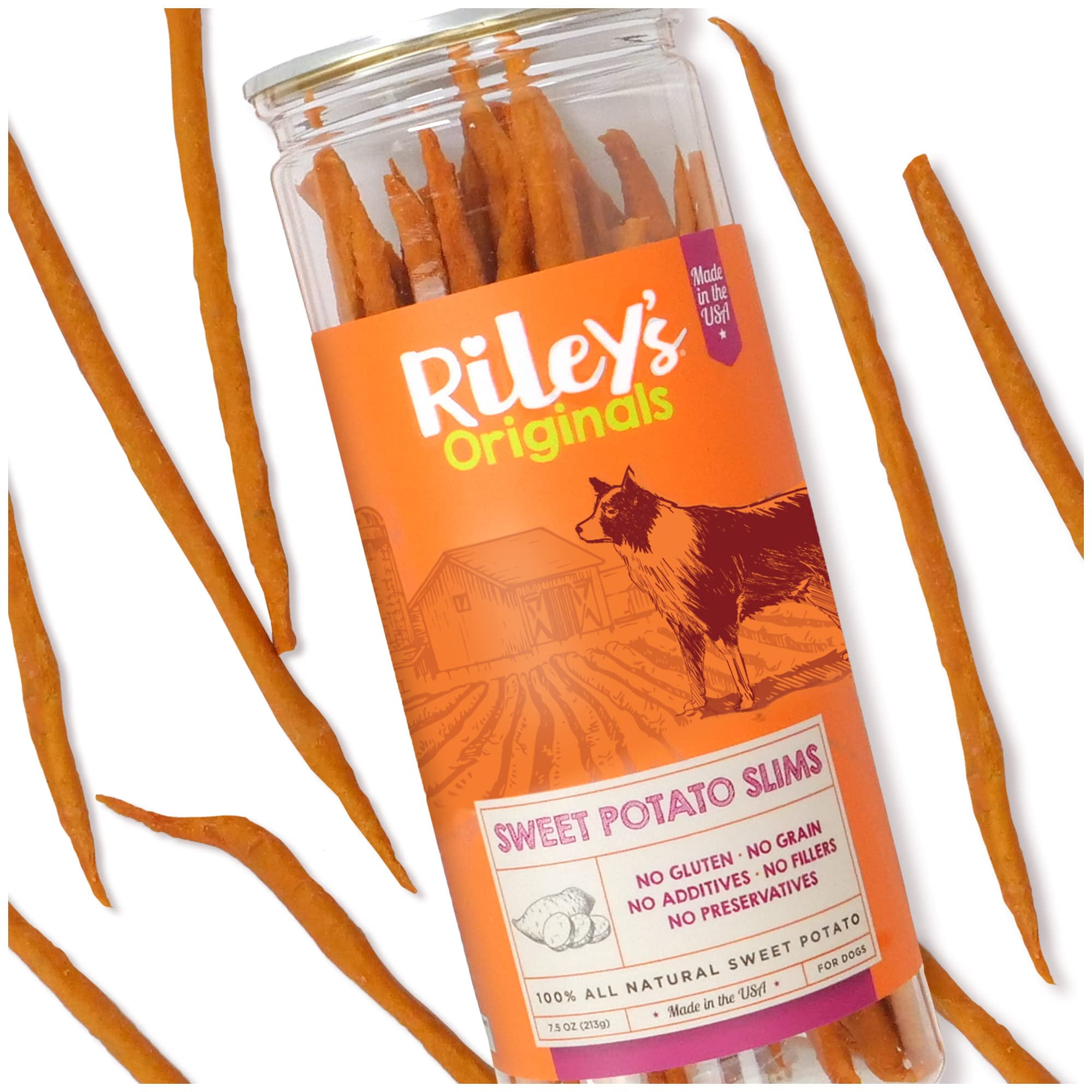 Riley's Slims Dried Sweet TSF6 Potato Dog Treats - Dehydrated Chews for ...