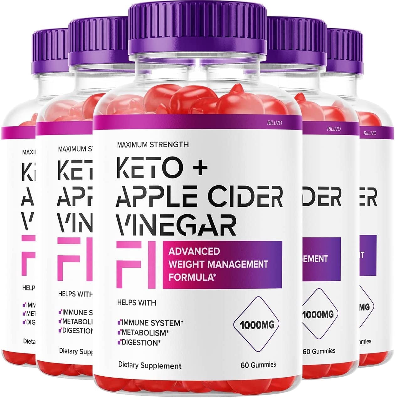 Rillvo 5 Pack F1 Keto Gummies Keto ACV Gummies Apple Cider Vinegar F1 ...