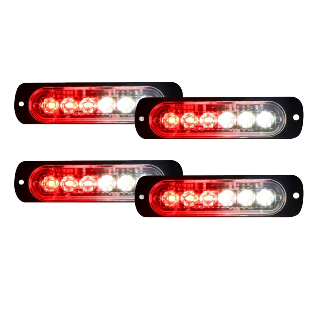 Riloer 4 PCS/Set 12-24V Warning Lights, 6 LEDs Car Truck Emergency ...
