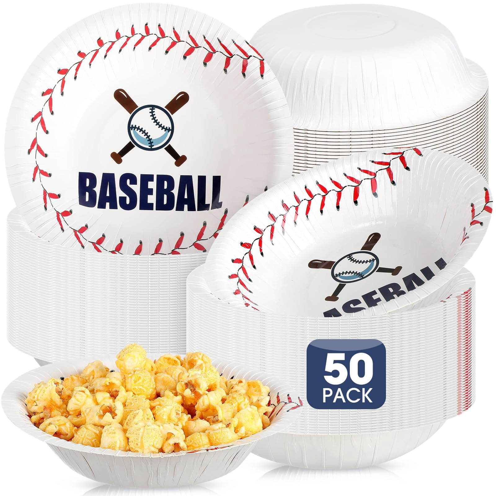 RimCereal 50 Pcs Baseball Party Decorations Disposable Baseball Paper ...