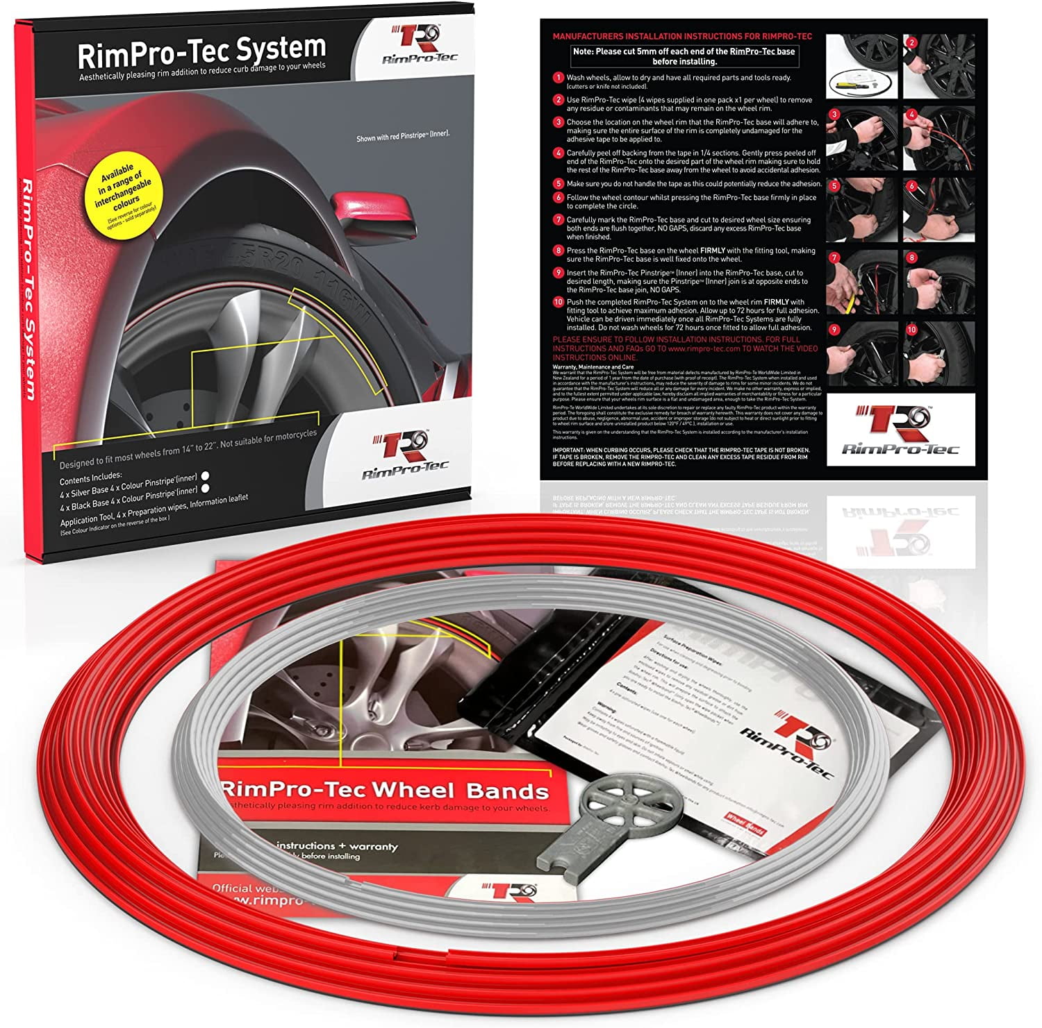 RimPro-Tec Rim Protector Car Rim, Red Outer with 4X Inner Silver From ...