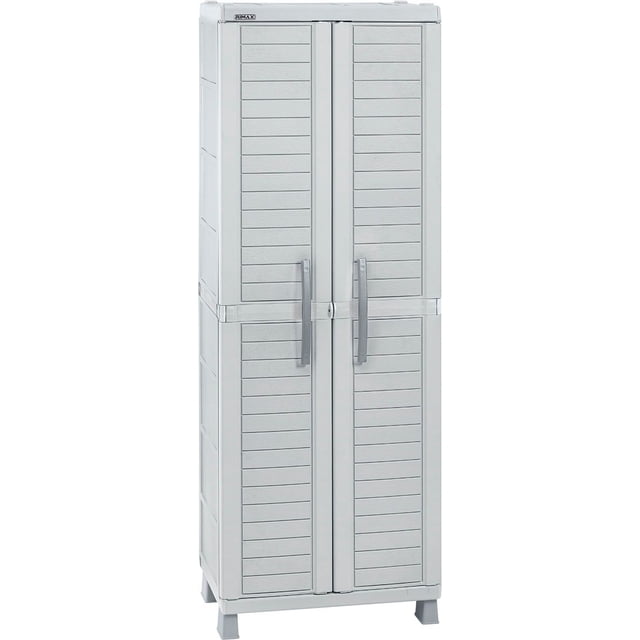 Rimax Large PP Resin Lt. Grey 4-shelf, 2-door Kitchen Storage Cabinet ...