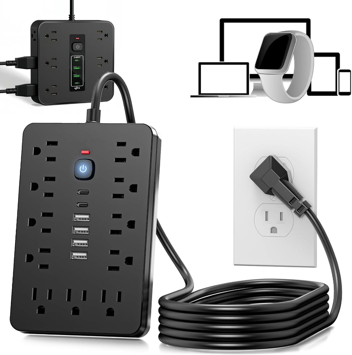 RimdGhov 16-in-1 Multi-Functional Power Strip - Surge Protection with ...