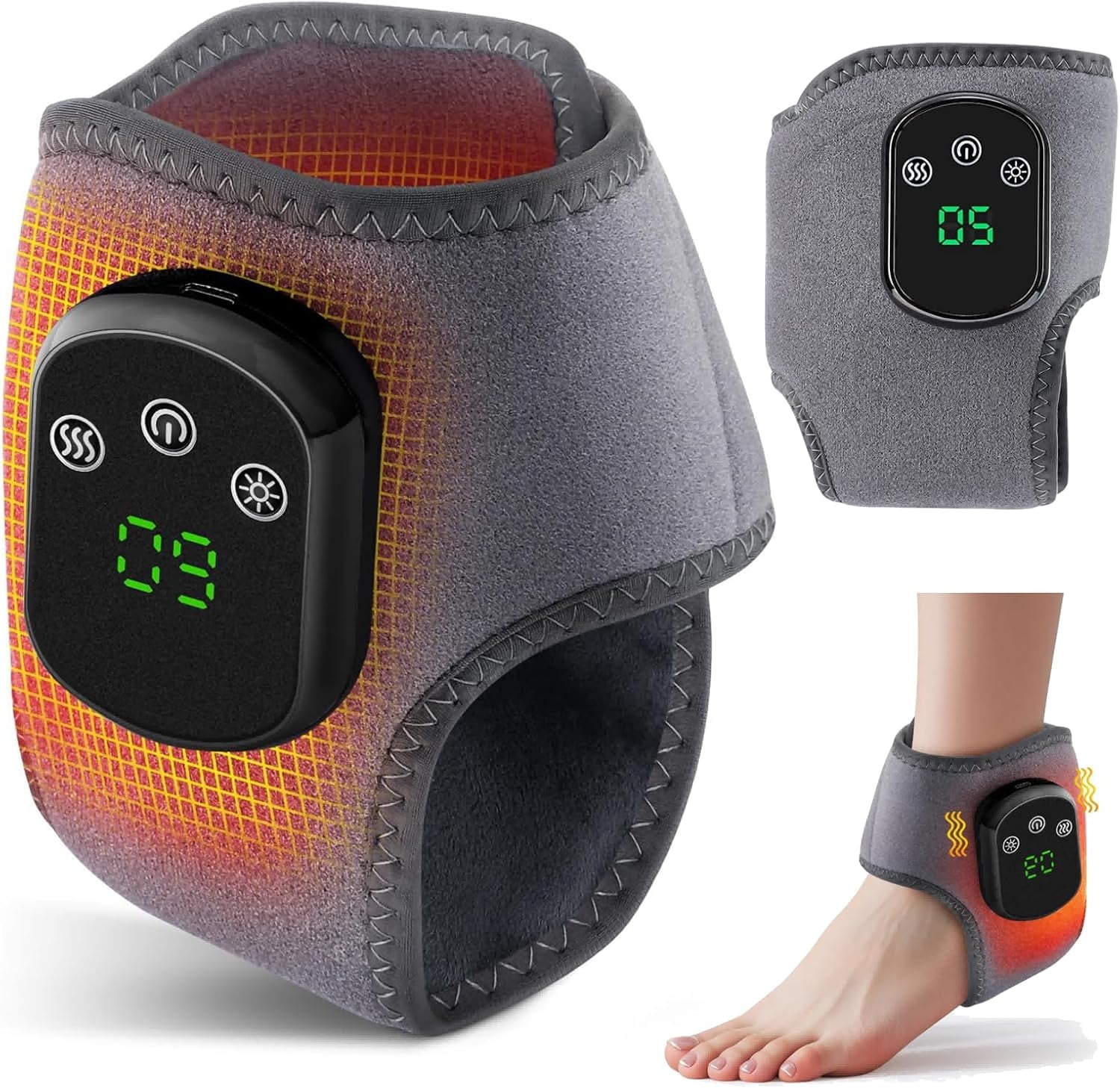 RimdGhov 2025 Upgrade Triple Massage Ankle & Foot Massager - Wireless Heating Device with 3 ...