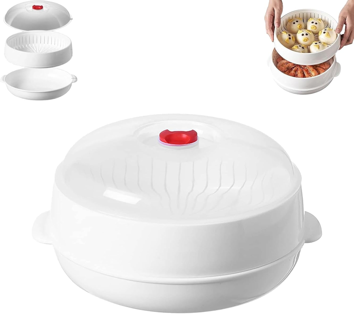 RimdGhov Microwave Steamer - Single/Dual Layer BPA-Free Food Steamer ...