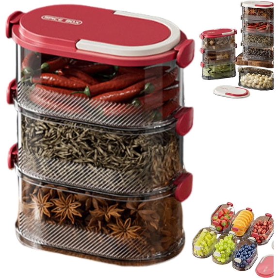 RimdGhov Multi-Layer Sealed Spice Organizer, Stackable Spice Storage ...