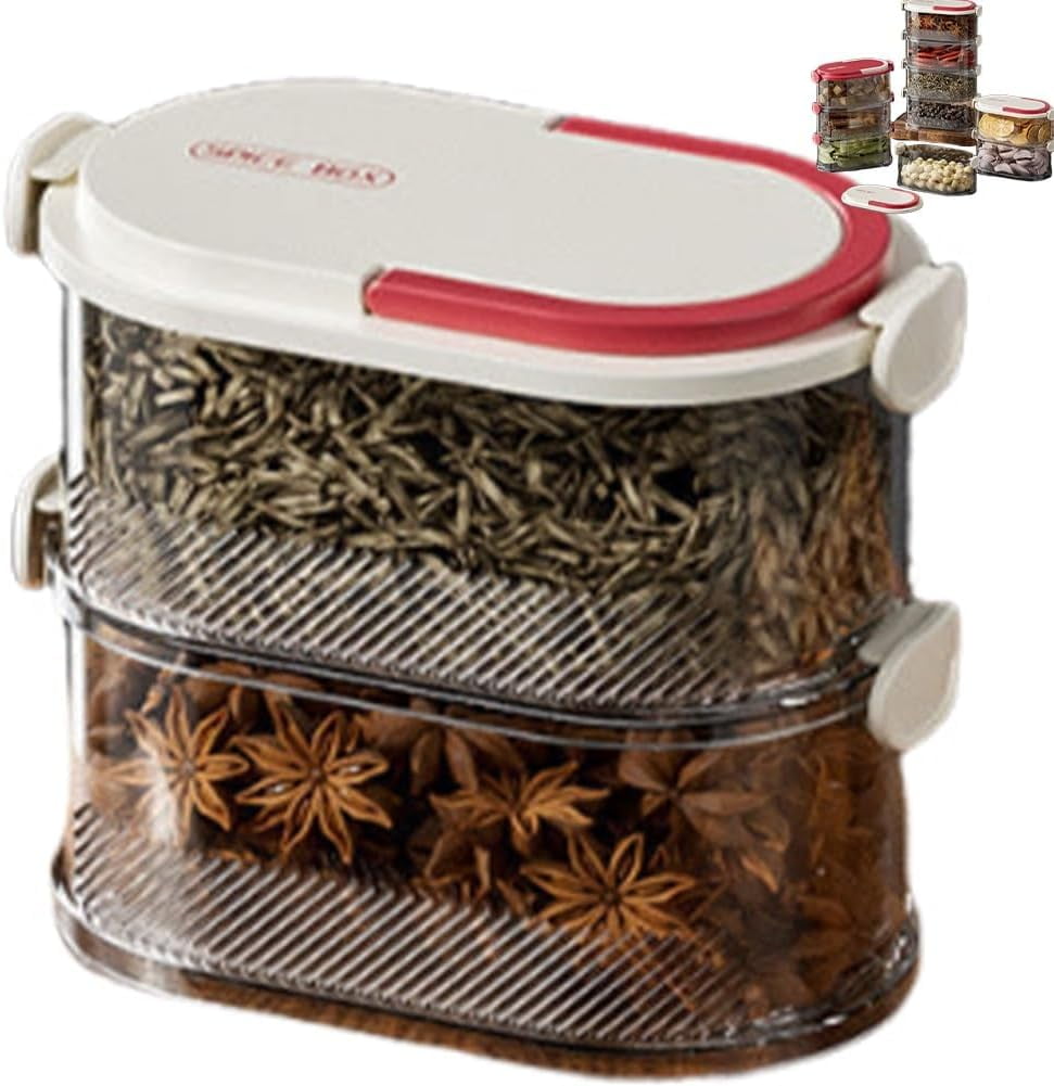 RimdGhov Multi-Layer Sealed Spice Organizer, Stackable Spice Storage ...