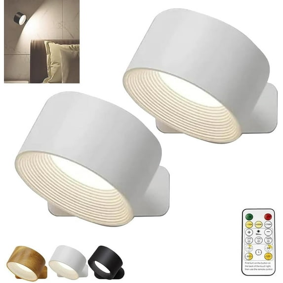 RimdGhov Wireless LED Wall Sconce - 2-Pack Magnetic Reading Lights with Remote, 3 Color ...
