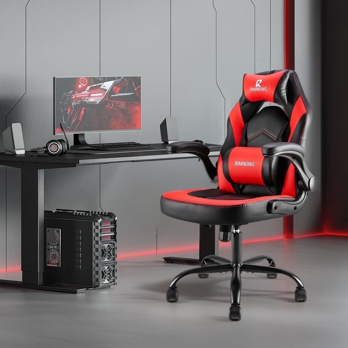Rimiking Gaming Chair, Computer Chair Ergonomic Office Chair PU Leather ...