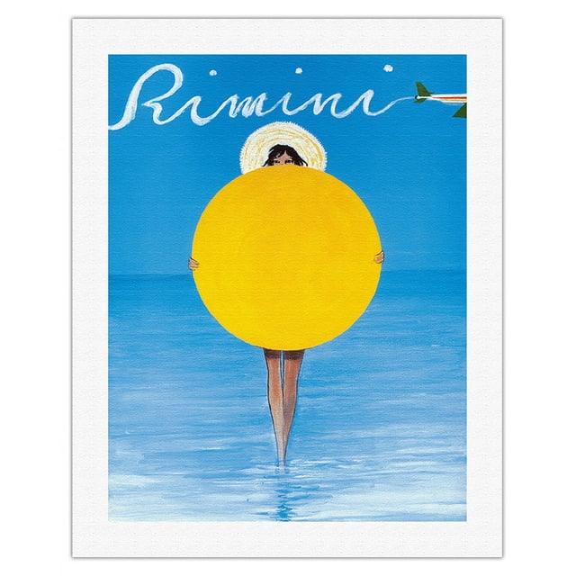 Rimini Italy - Italian Girl with Sun Beach Umbrella - Vintage Travel ...