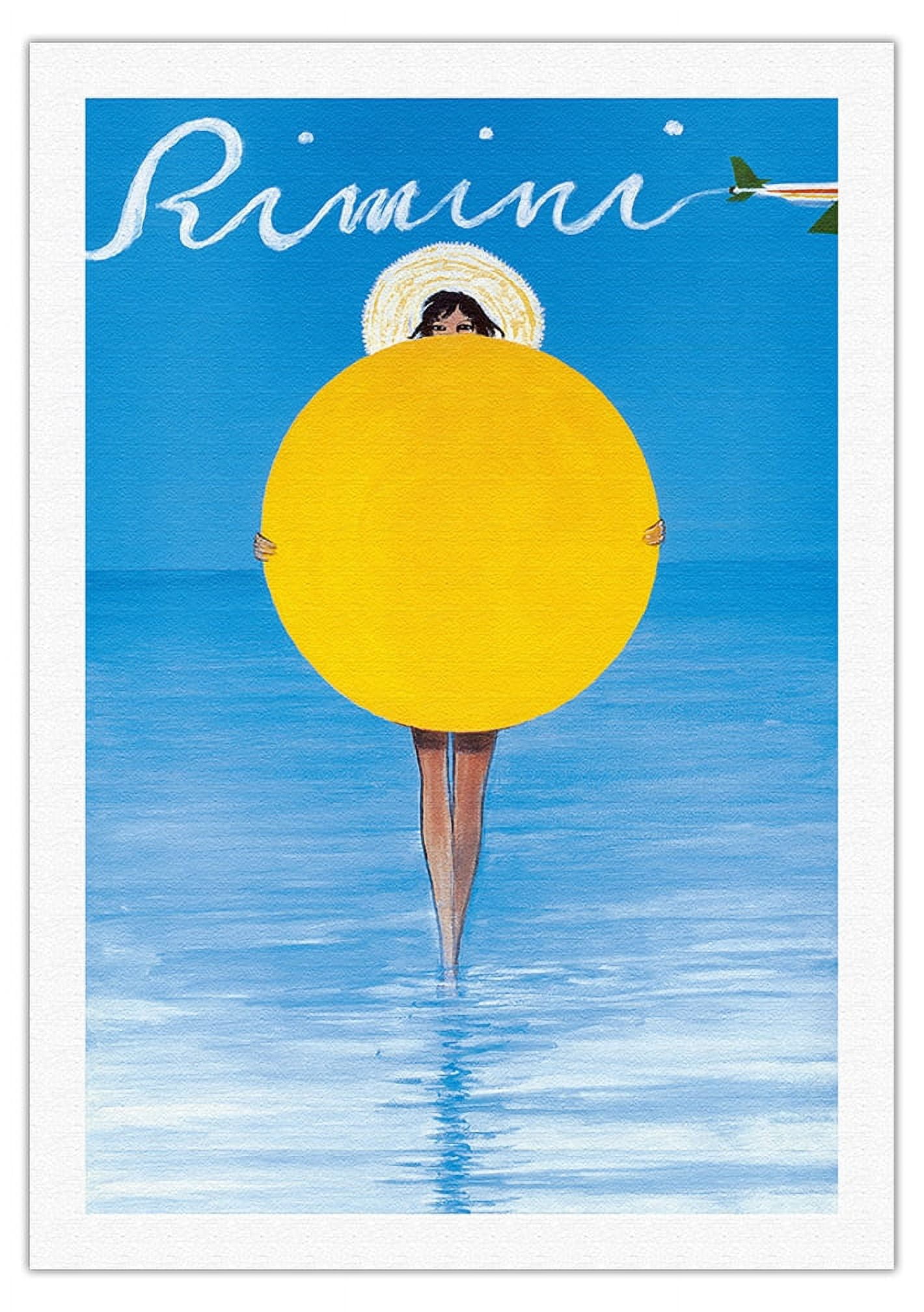 Rimini Italy - Italian Girl with Sun Beach Umbrella - Vintage Travel ...