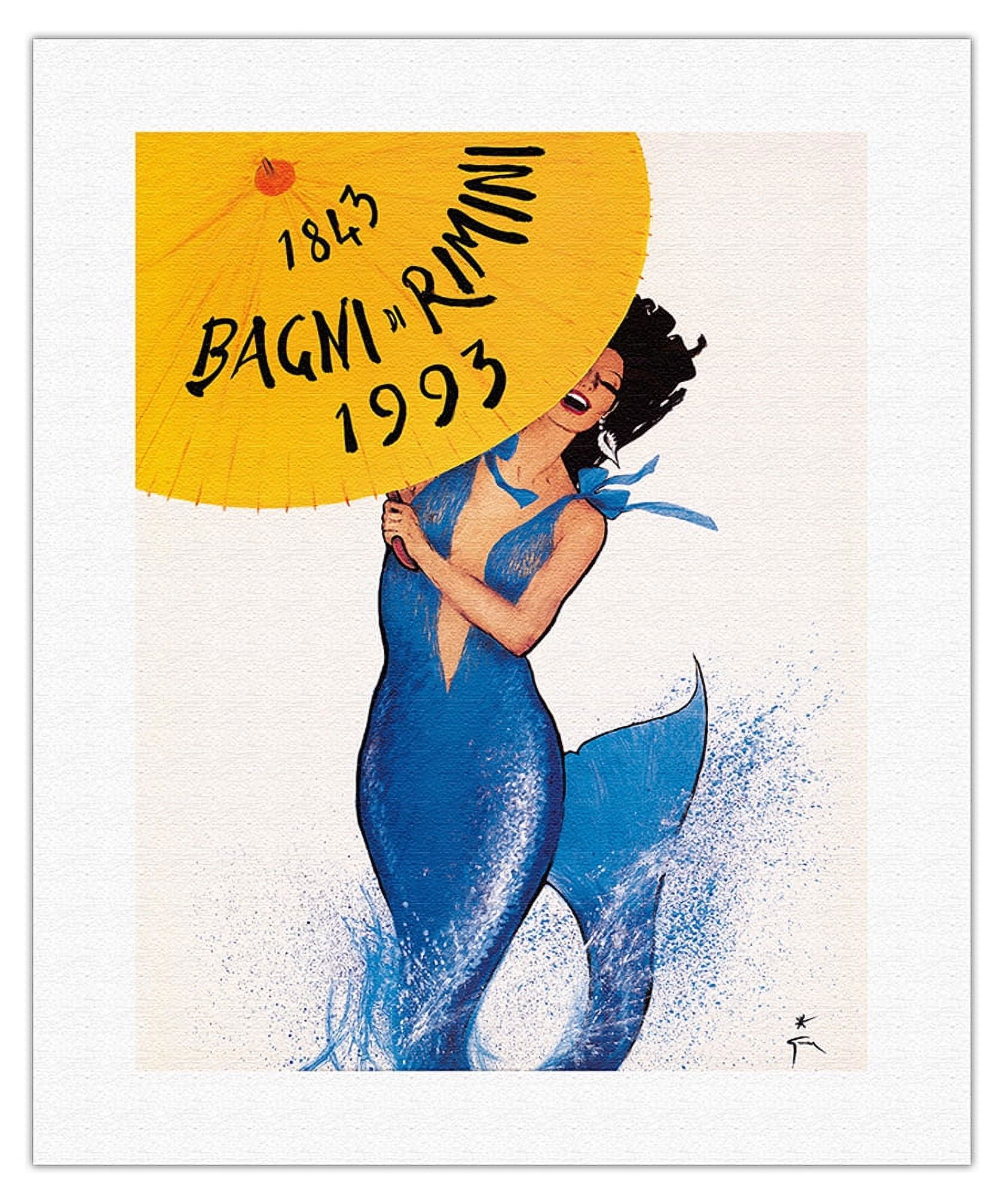Rimini Italy - Mermaid - Vintage Travel Poster by René Gruau c.1993 ...