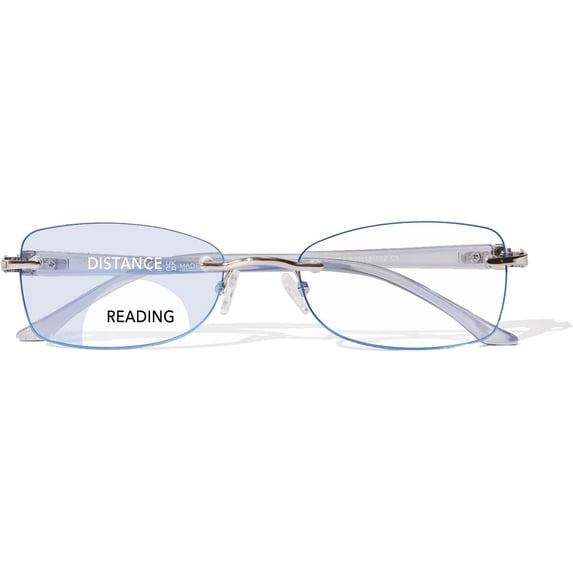 Rimless Bifocal Reading Glasses for Women Frameless Blue Light Blocking ...