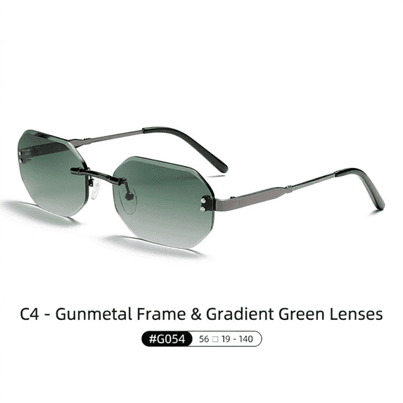Rimless Gradient Square Sunglasses UV400 Protection Metal Frame Fashion ...