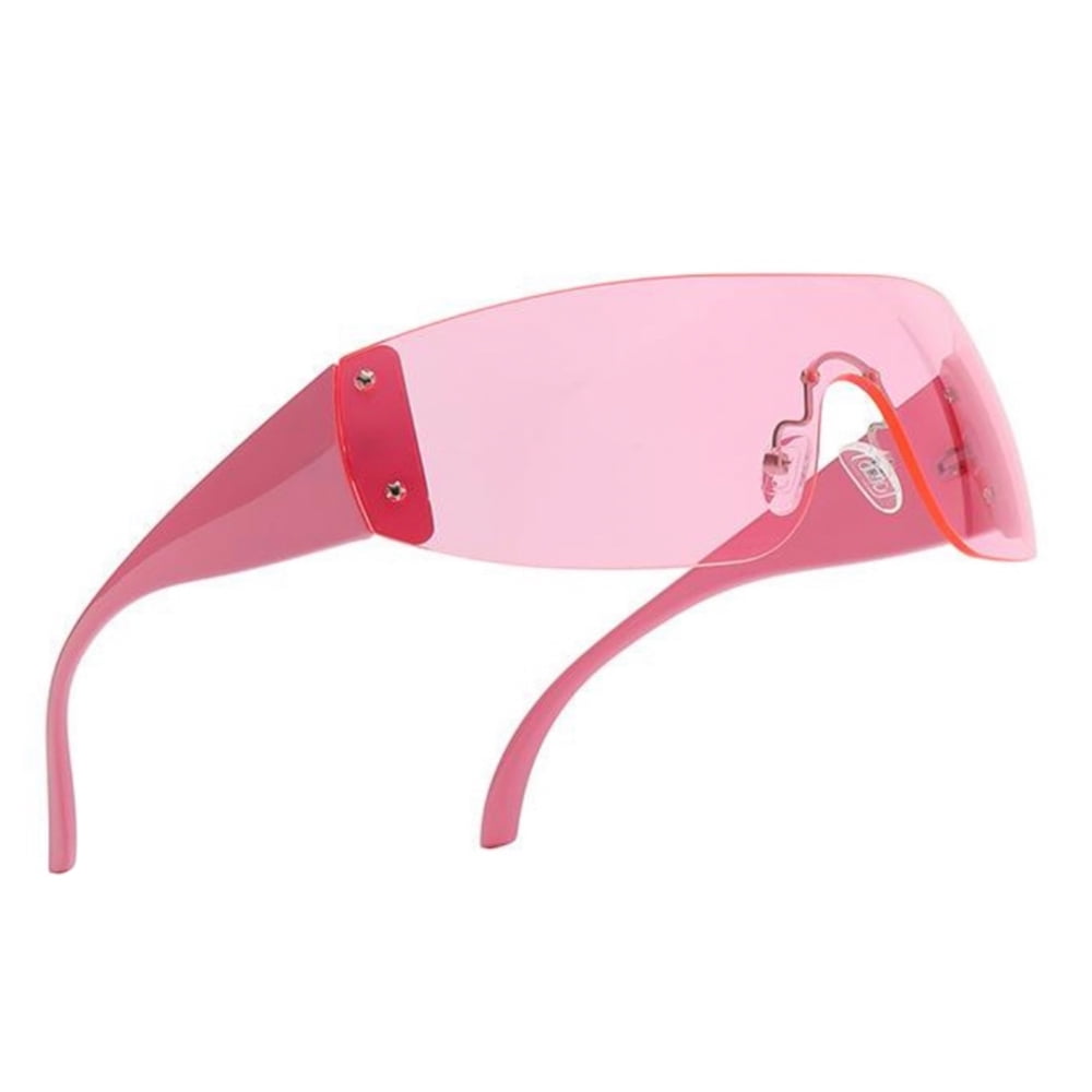 Rimless Hot Pink Y2K Wrap Around Women's Oversize Gradient Lens Shield ...