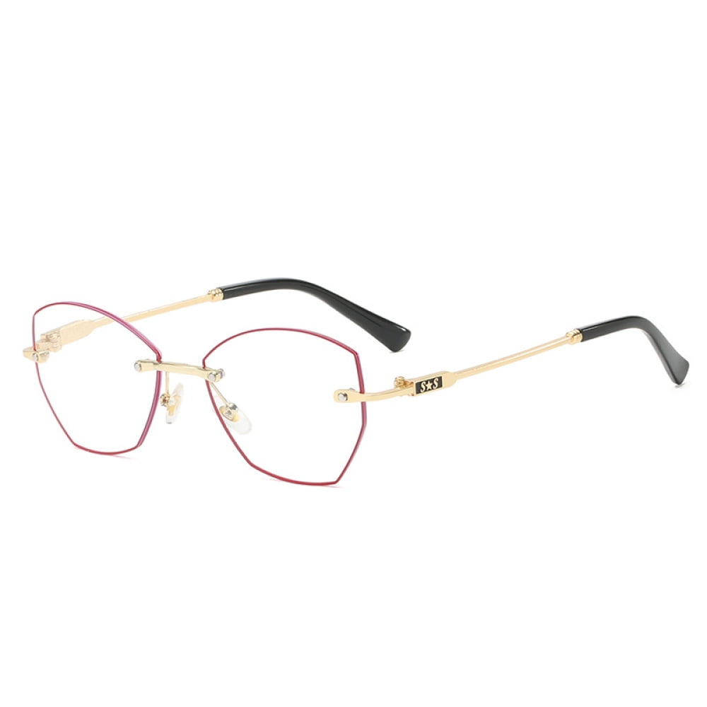Rimless Reading Glasses 3.50 for Women, Blue Light Blocking HD ...
