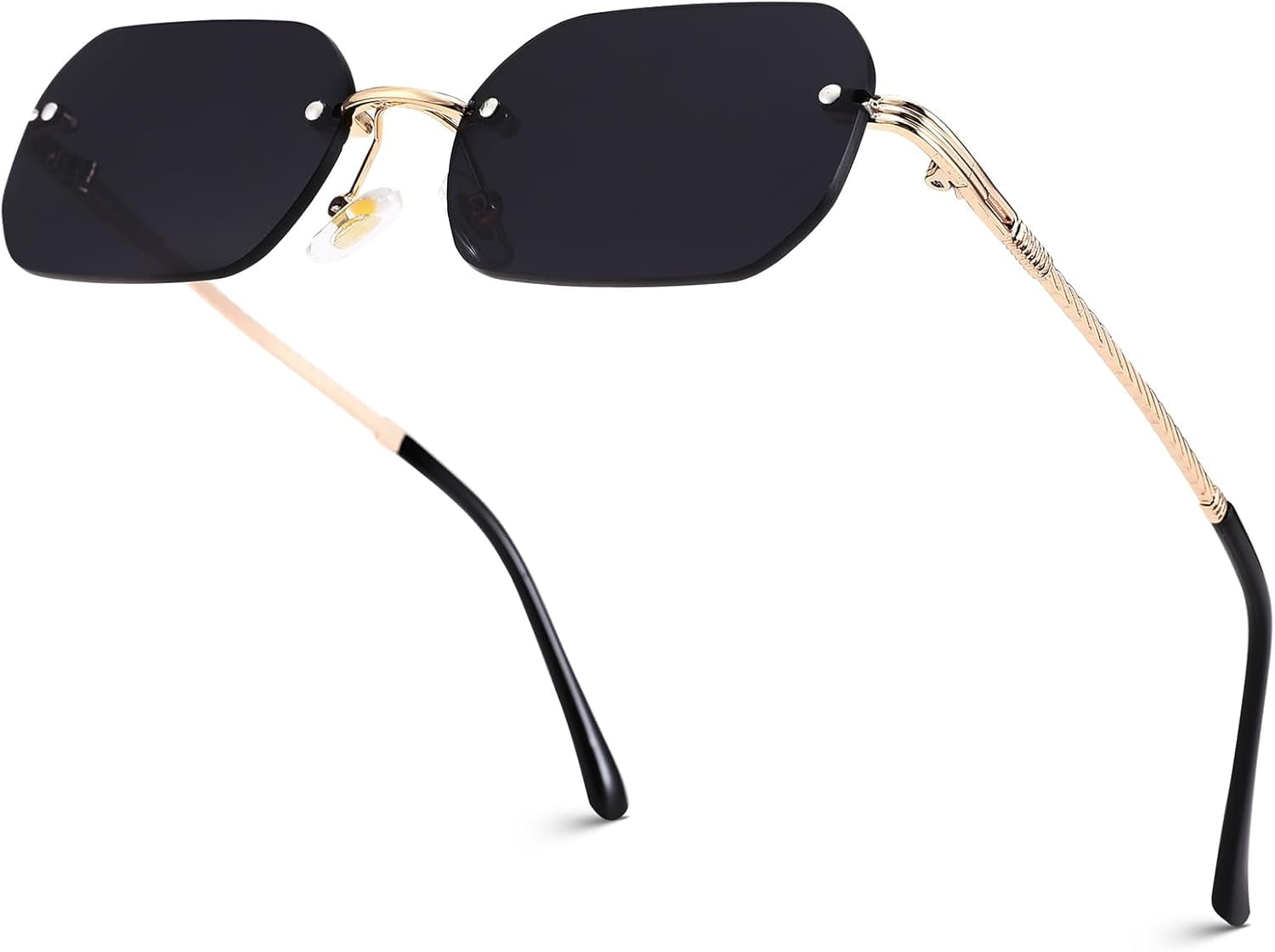 Rimless Rectangle Sunglasses for Men Women Hexagon Frameless y2k Glasses Shade - Walmart.com