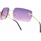 Rimless Rectangle Y2k Sunglasses for Women Men Cute Small Clear ...