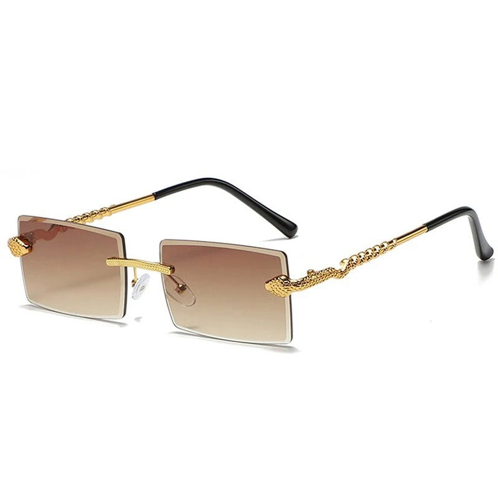 Rimless Rectangular Sunglasses Men Fashion Vintage Twisted Snake Leg ...