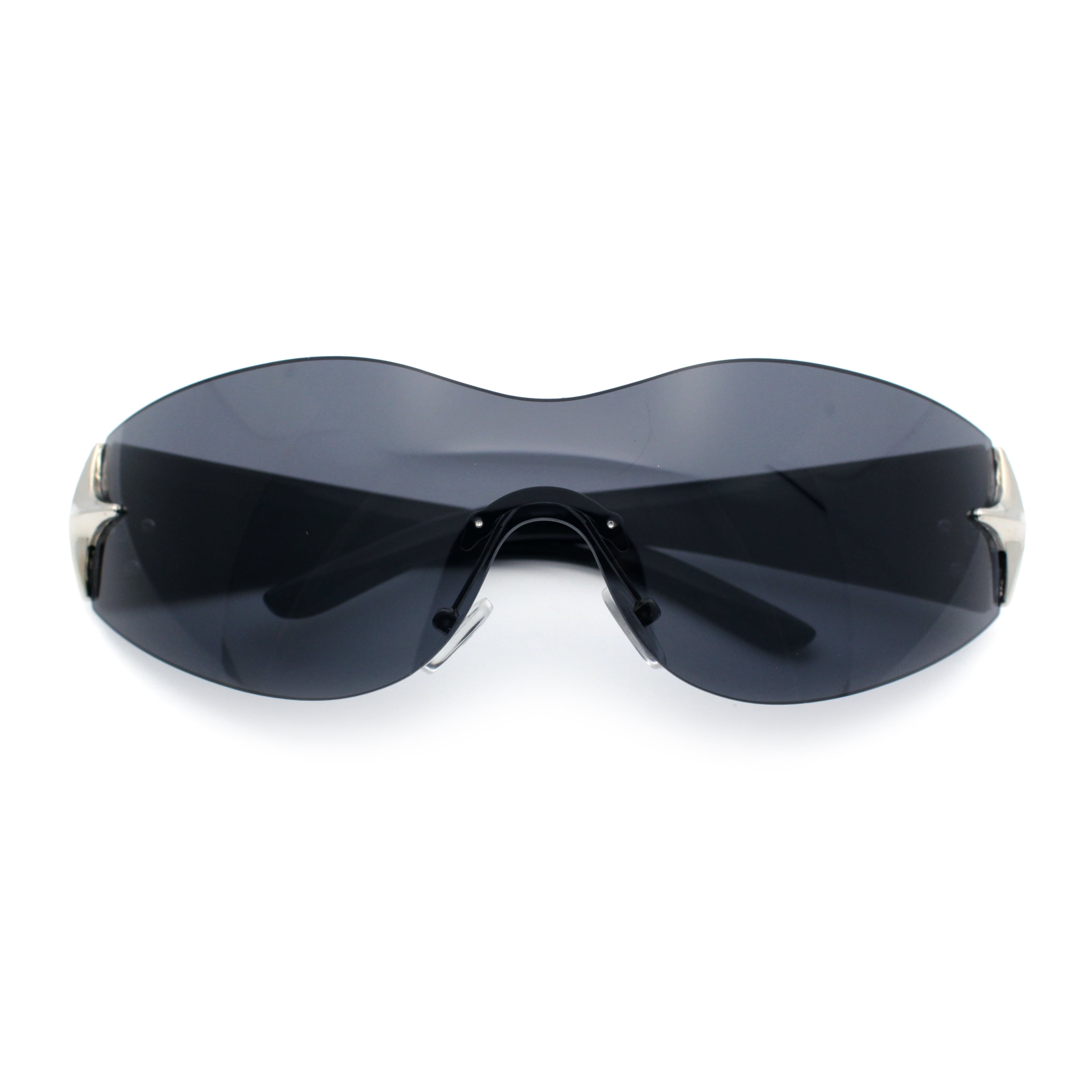 Rimless Wrap Around Bling Sparkling Star Hinge Thick Temple Sunglasses ...