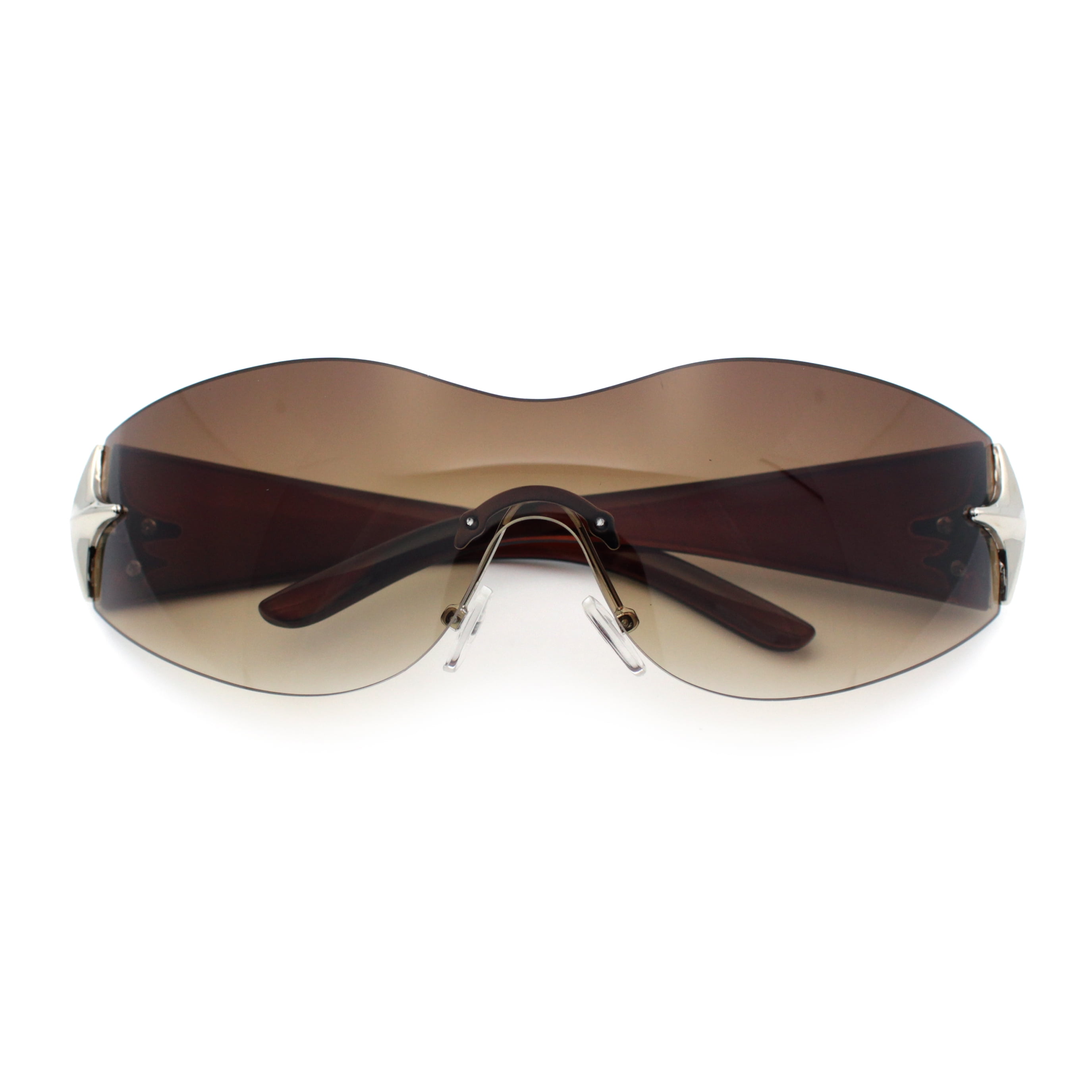 Rimless Wrap Around Bling Sparkling Star Hinge Thick Temple Sunglasses ...