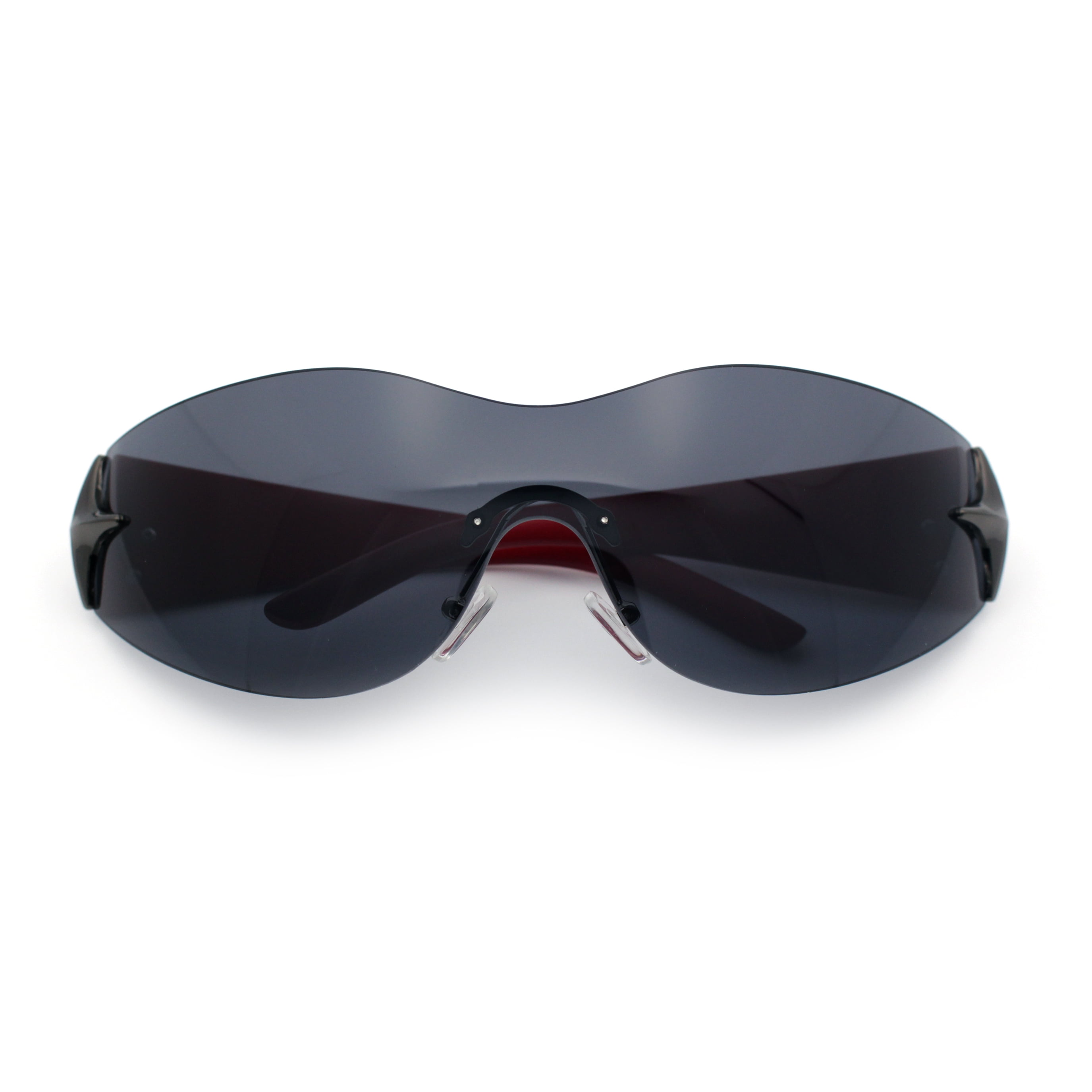 Rimless Wrap Around Bling Sparkling Star Hinge Thick Temple Sunglasses ...