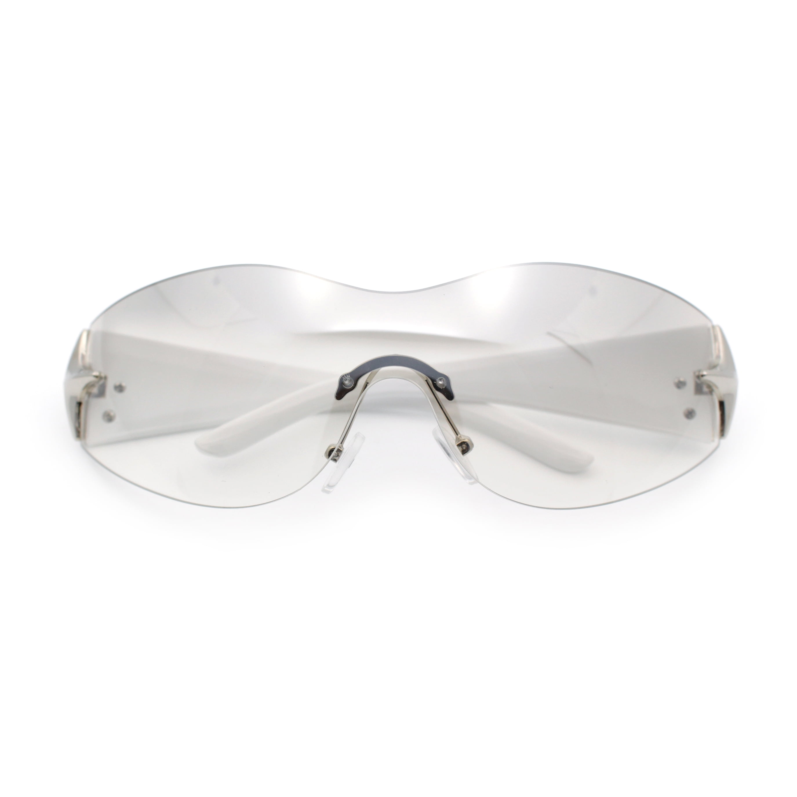 Rimless Wrap Around Bling Sparkling Star Hinge Thick Temple Sunglasses ...