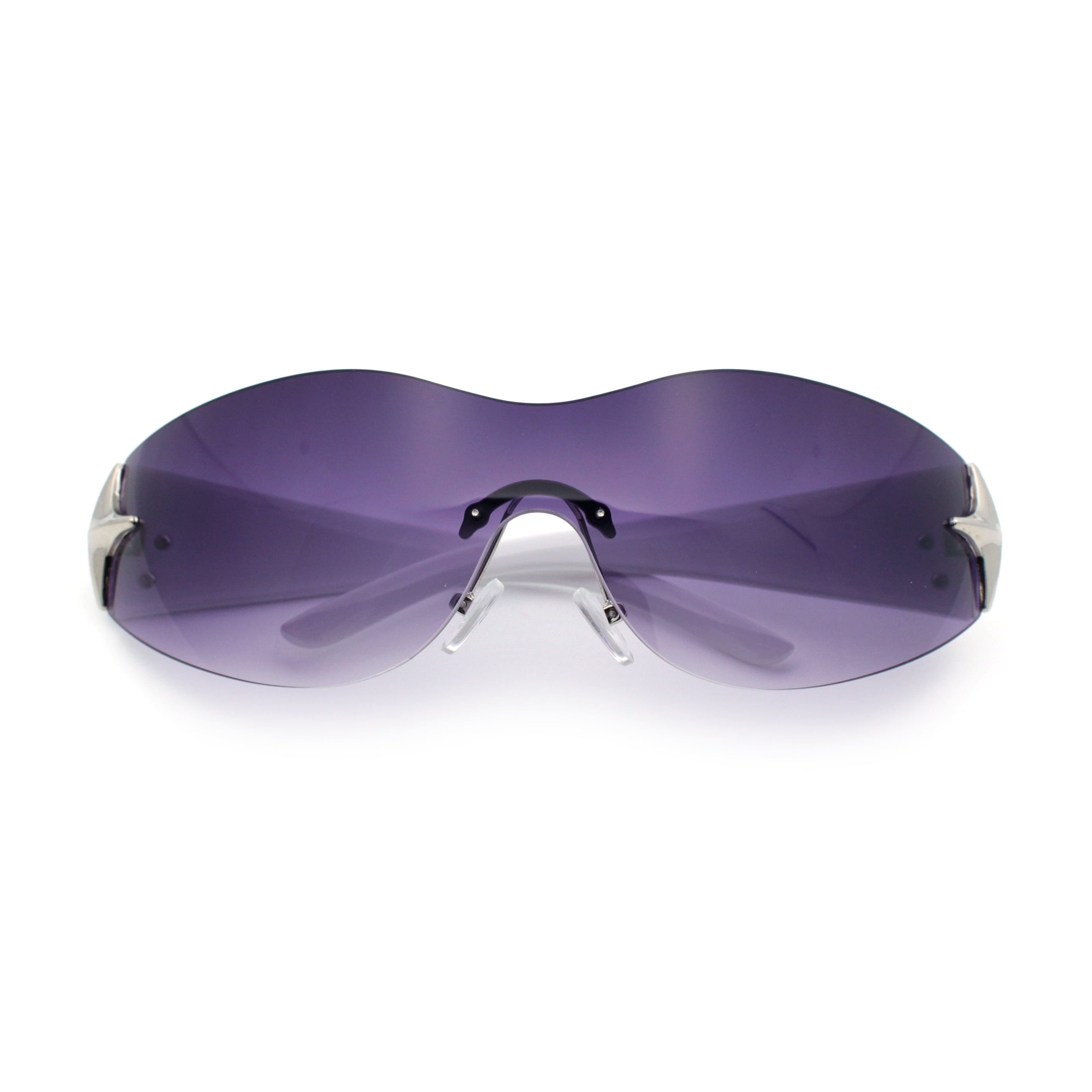 Rimless Wrap Around Bling Sparkling Star Hinge Thick Temple Sunglasses ...