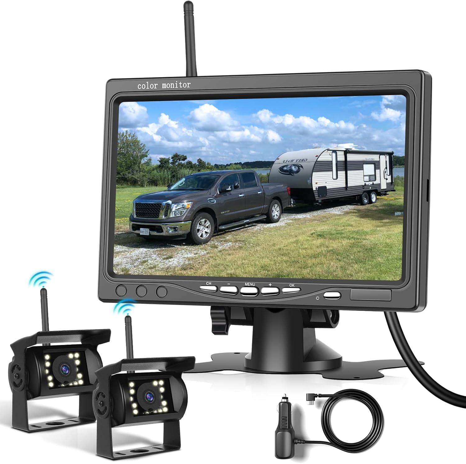 Rimoody Wireless Reversing Camera Kit DC 12V-24V Waterproof Plug 7 Inch ...