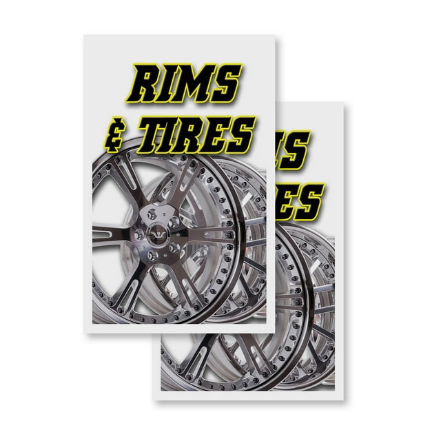 Rims & Tires (2-PACK) 24" x 36" Vinyl Decals | Sign Insert Peel & Stick ...