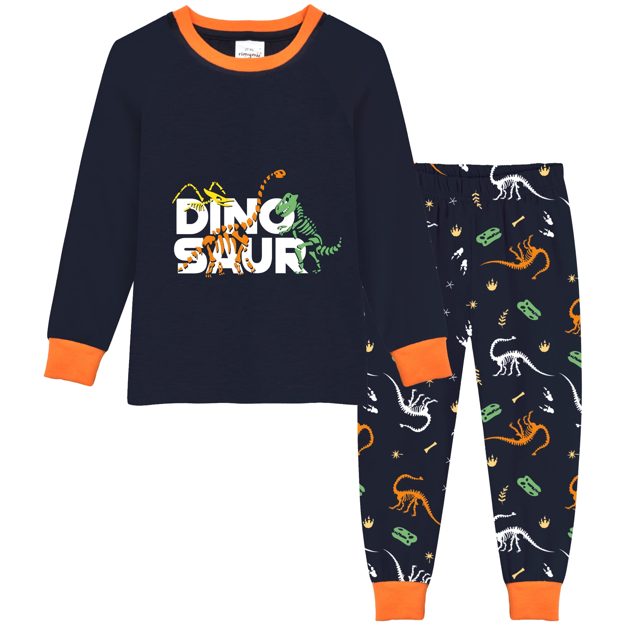 Rimyaw Boys Pajamas Sets Dinosaur 2-Piece Cotton Sleepwear Kids Long Casual Pjs Clothes 7T ...
