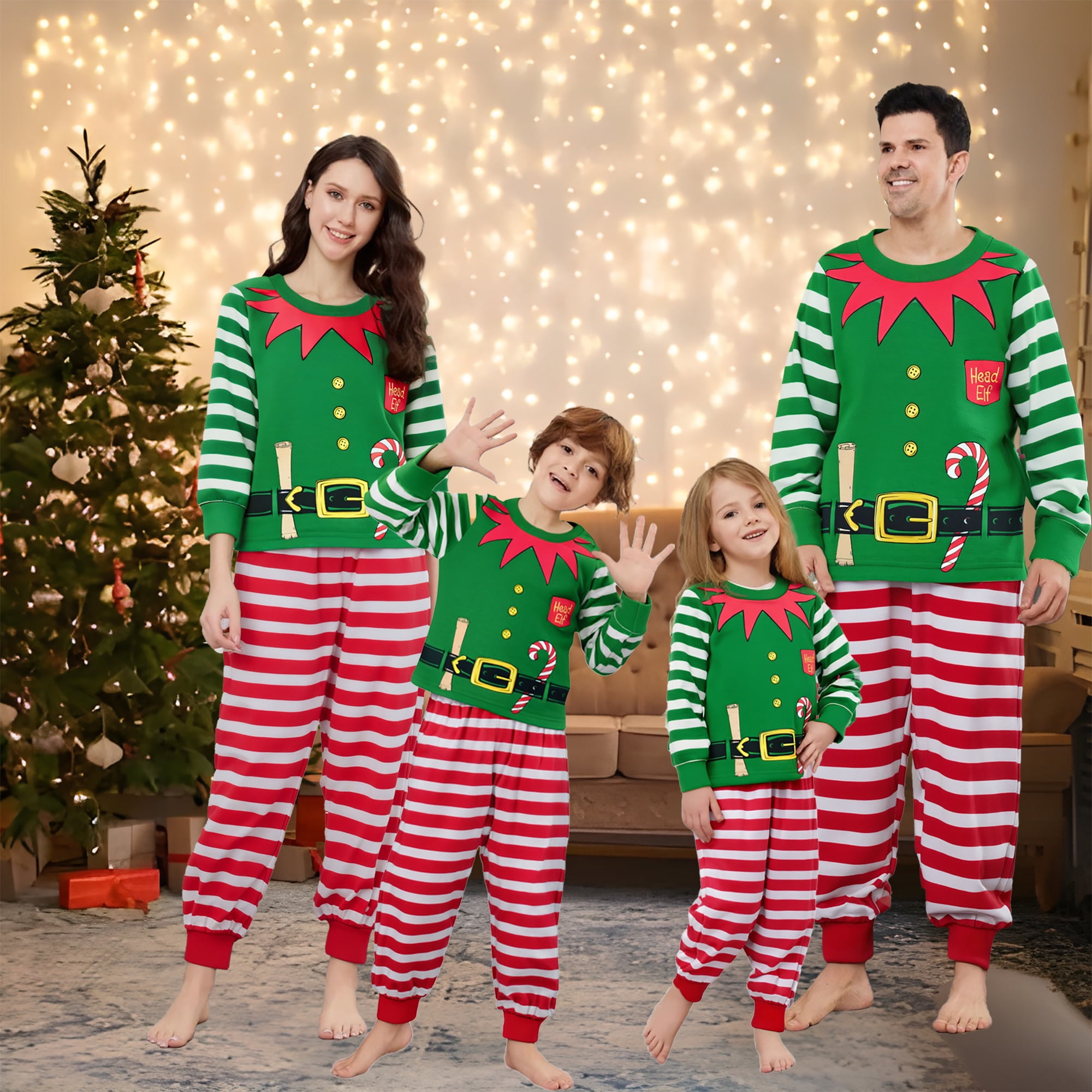 Rimyaw Family Matching Christmas Elf Pajamas Sets Womens Graphic ...