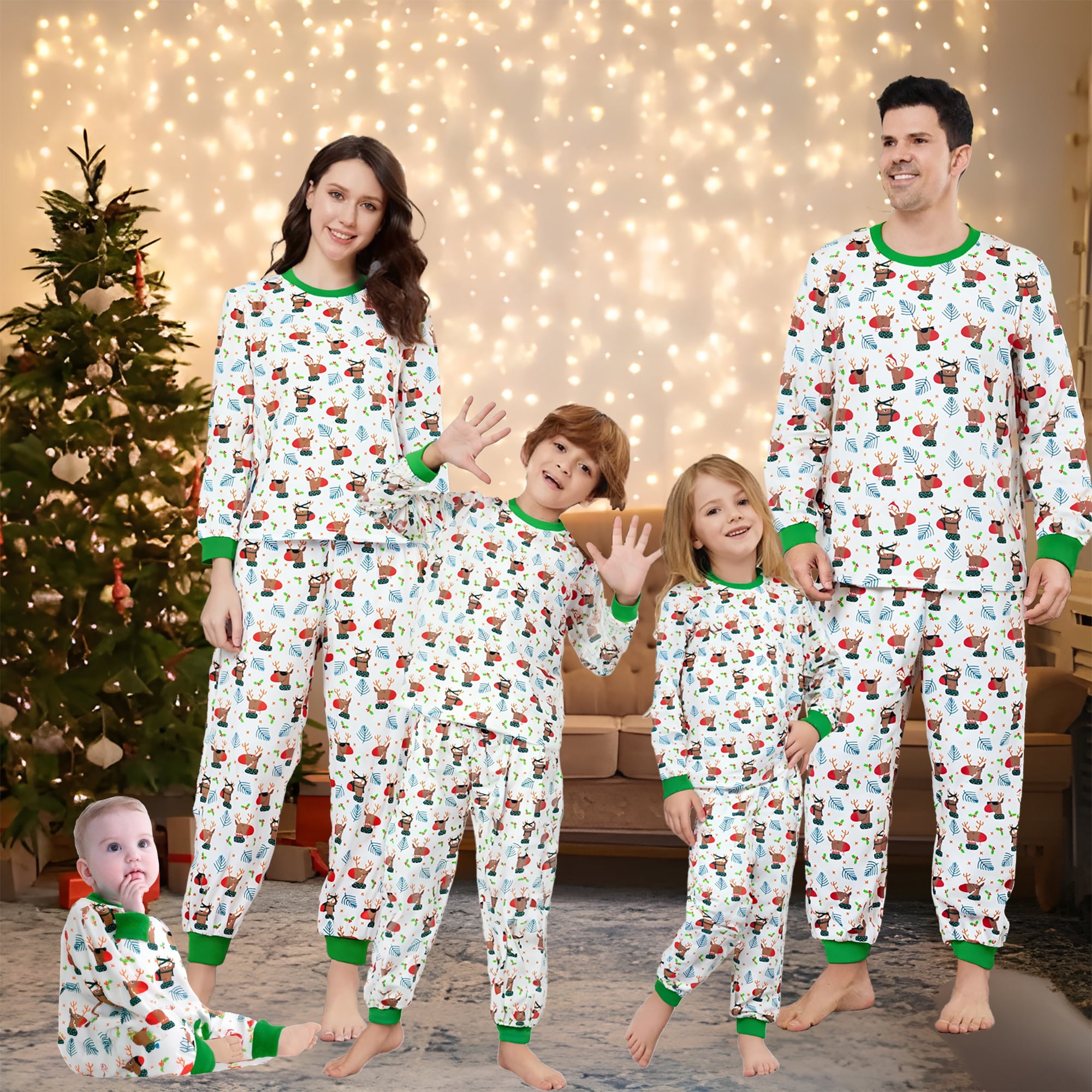 Rimyaw Family Matching Christmas Pajamas Sets Infant Graphic Climbing ...