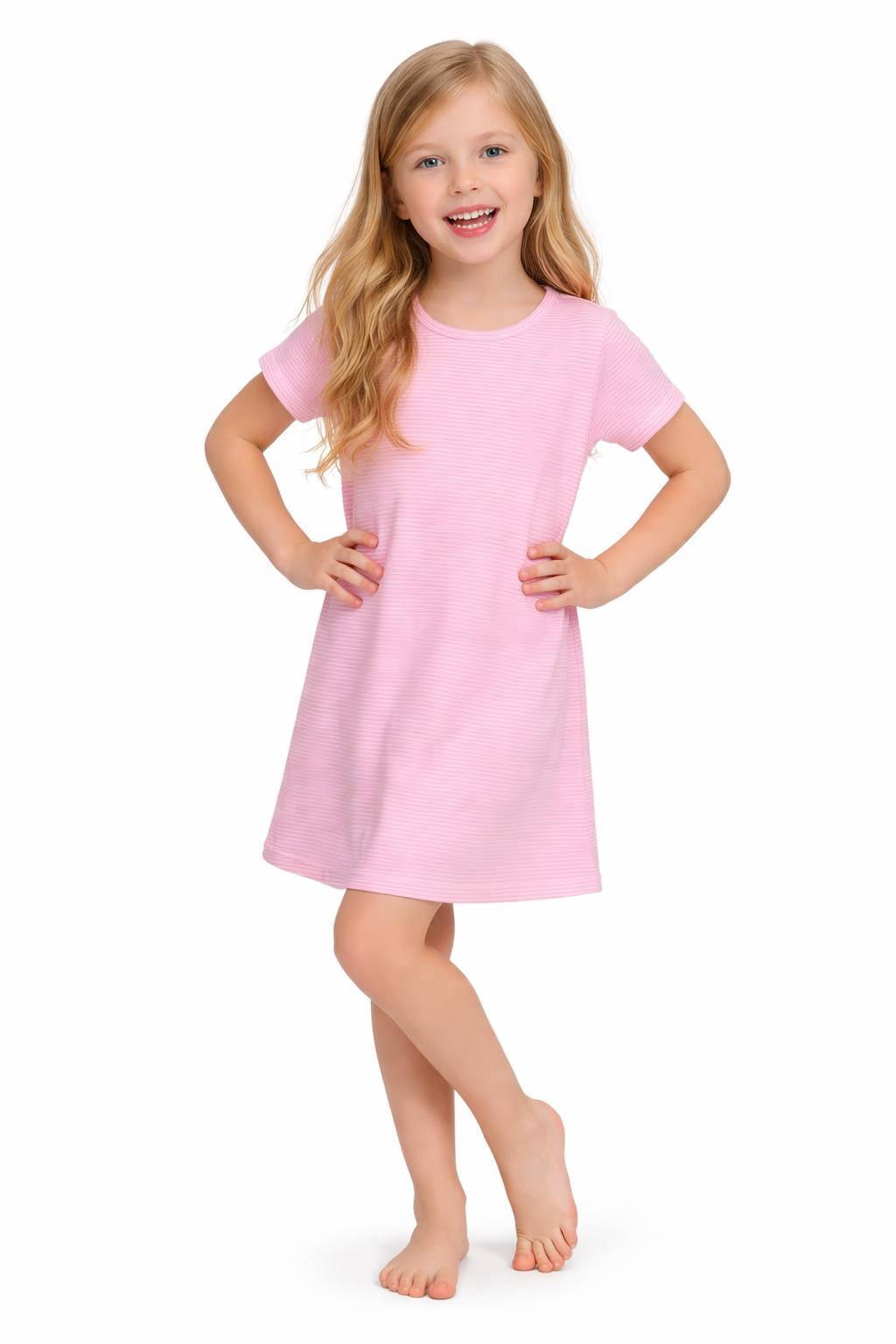 Rimyaw Girls Cotton Nightgowns Pink Stripe Sleep Dresses Sleepwear ...