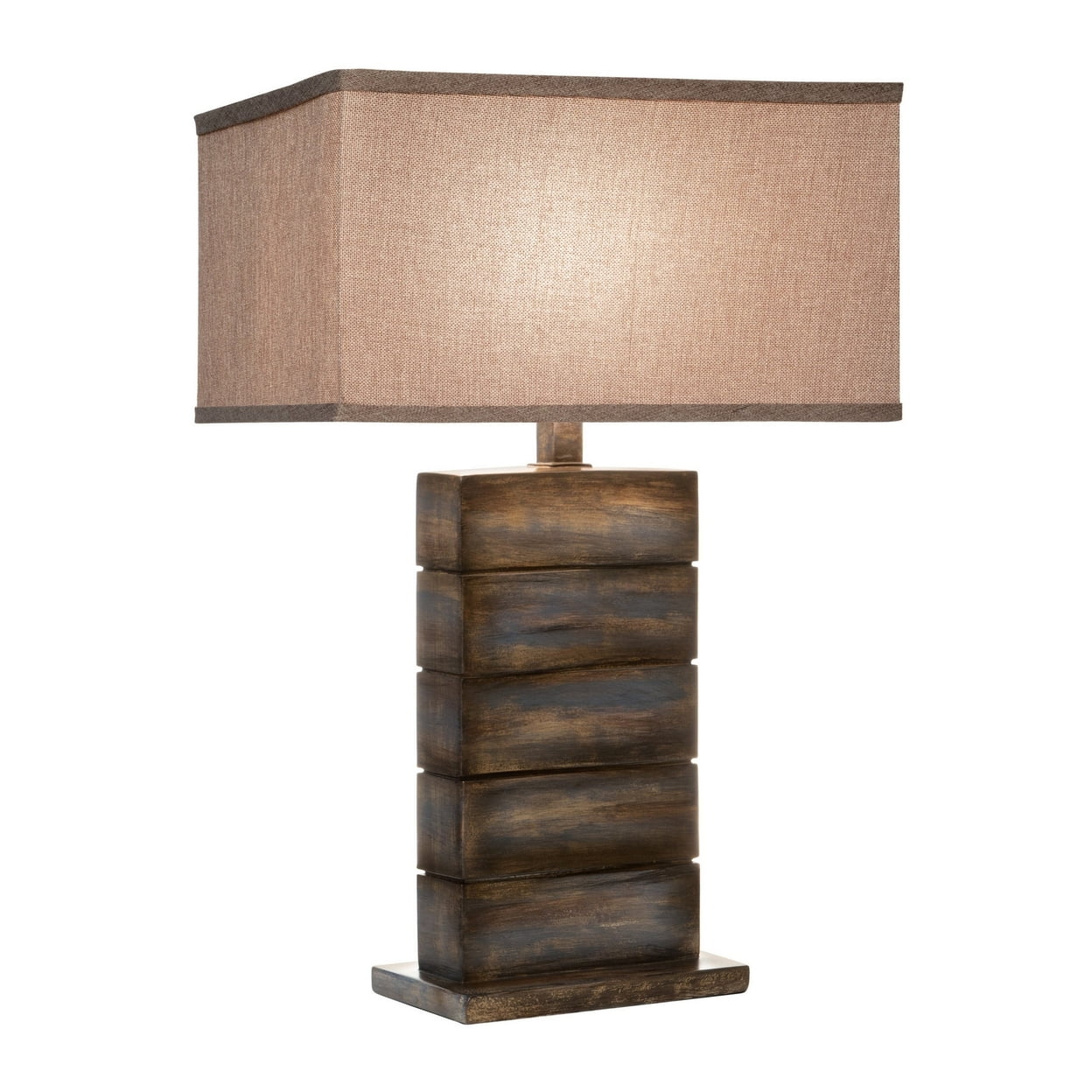 Rina 29 Inch Table Lamp Block Pedestal Stand Hydrocal Distressed Brown ...