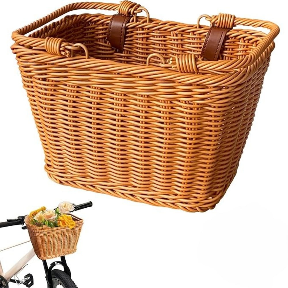 Rinapi Kids Bike Basket Front, Kids Scooter Basket, Cute Square Wicker ...