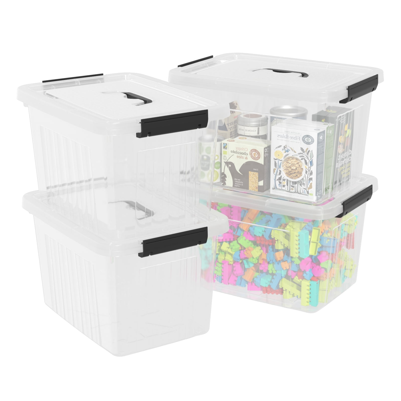 Rinboat Large 18 Quart Clear Plastic Storage Containers with Lid, 4 ...