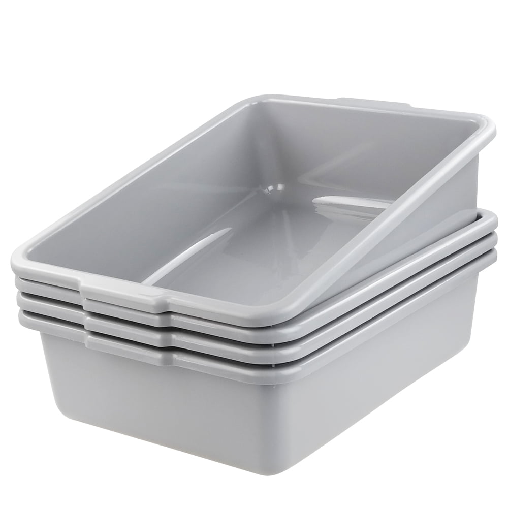 Rinboat 24 Quart Commercial Bus Box, Plastic Bus Tub, Gray, Pack for 4 ...