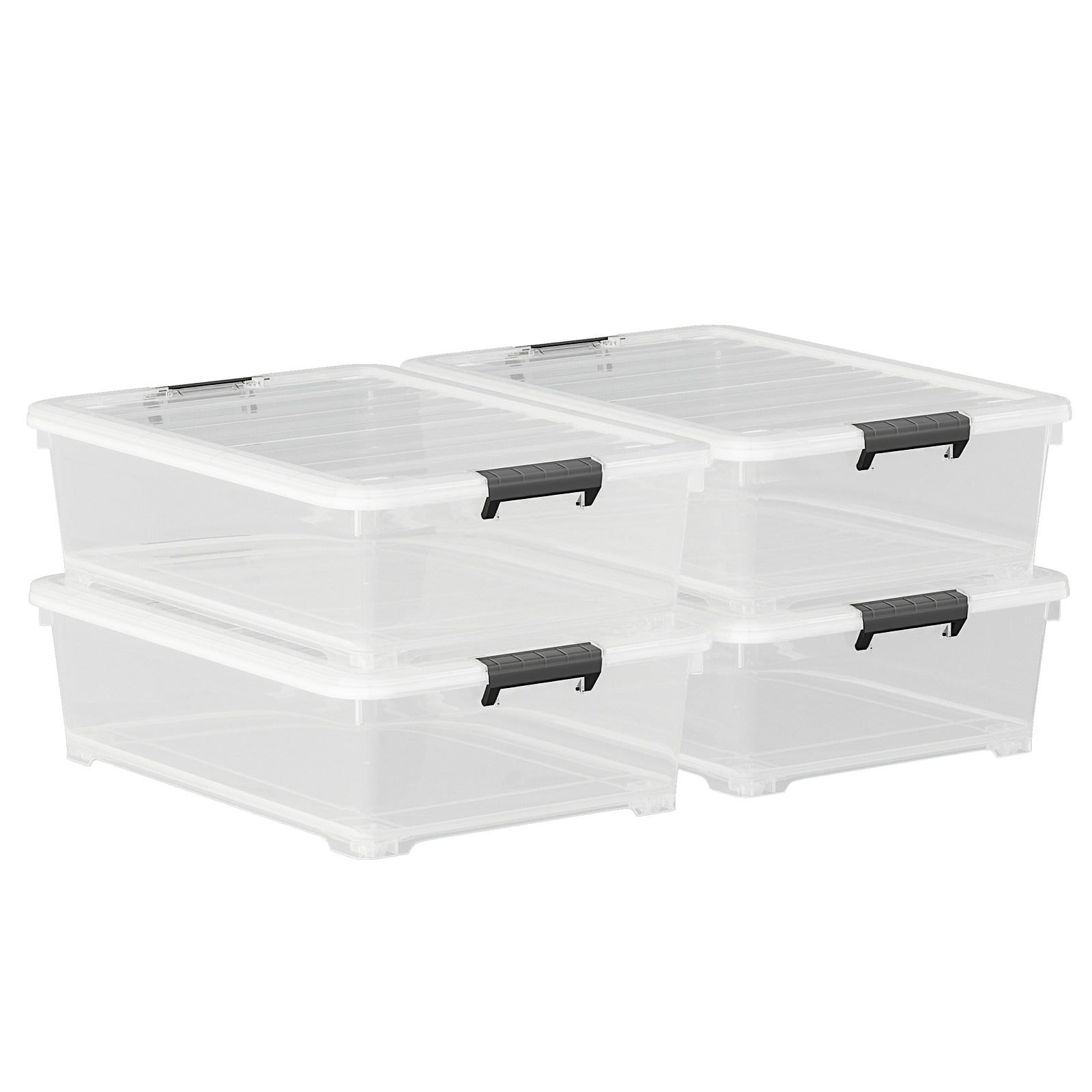 Rinboat 26 Quart Clear Underbed Storage Bin, Plastic Underbed Storage ...
