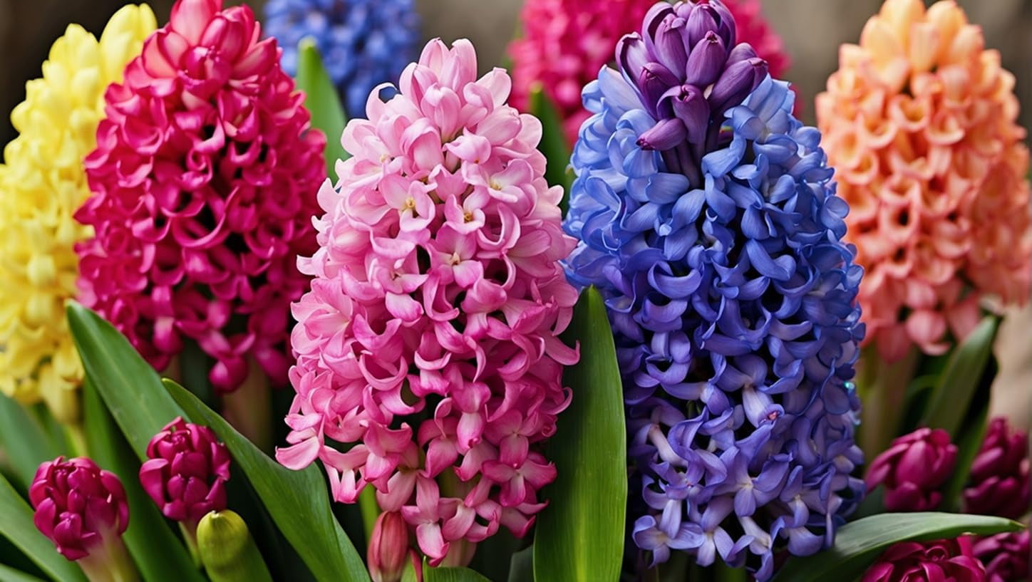 CZ Grain, Hyacinth Bulbs, 4 Bulbs, Early Blooms with Vibrant Colors ...