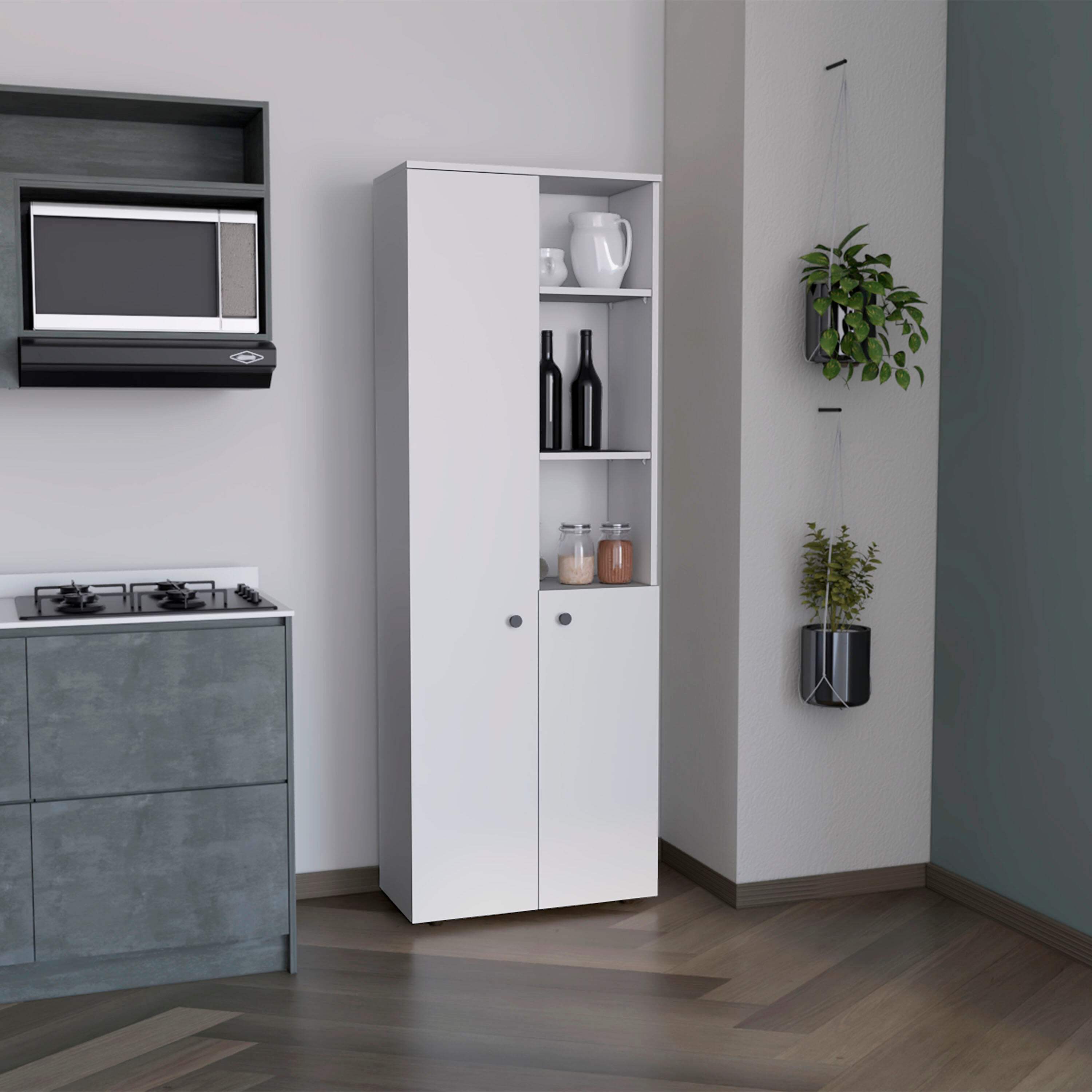 Riner Multistotage 67" H With 5 Tier Storage Shelves And 2 Doors, White ...